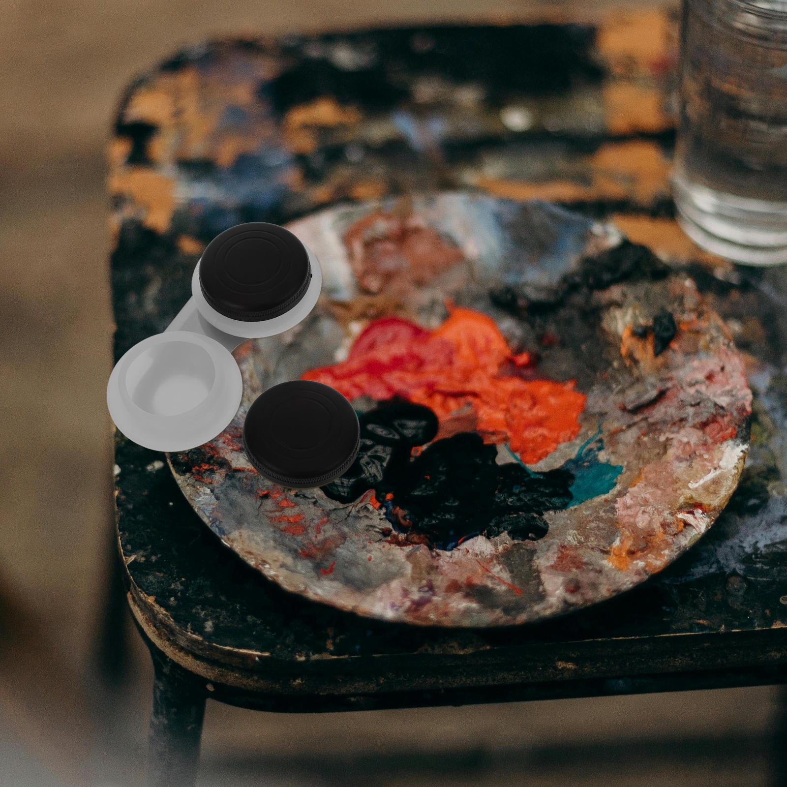 NICEXMAS Double Dipper Palette Cup with Lid Oil Paint Brush Cleaner ...