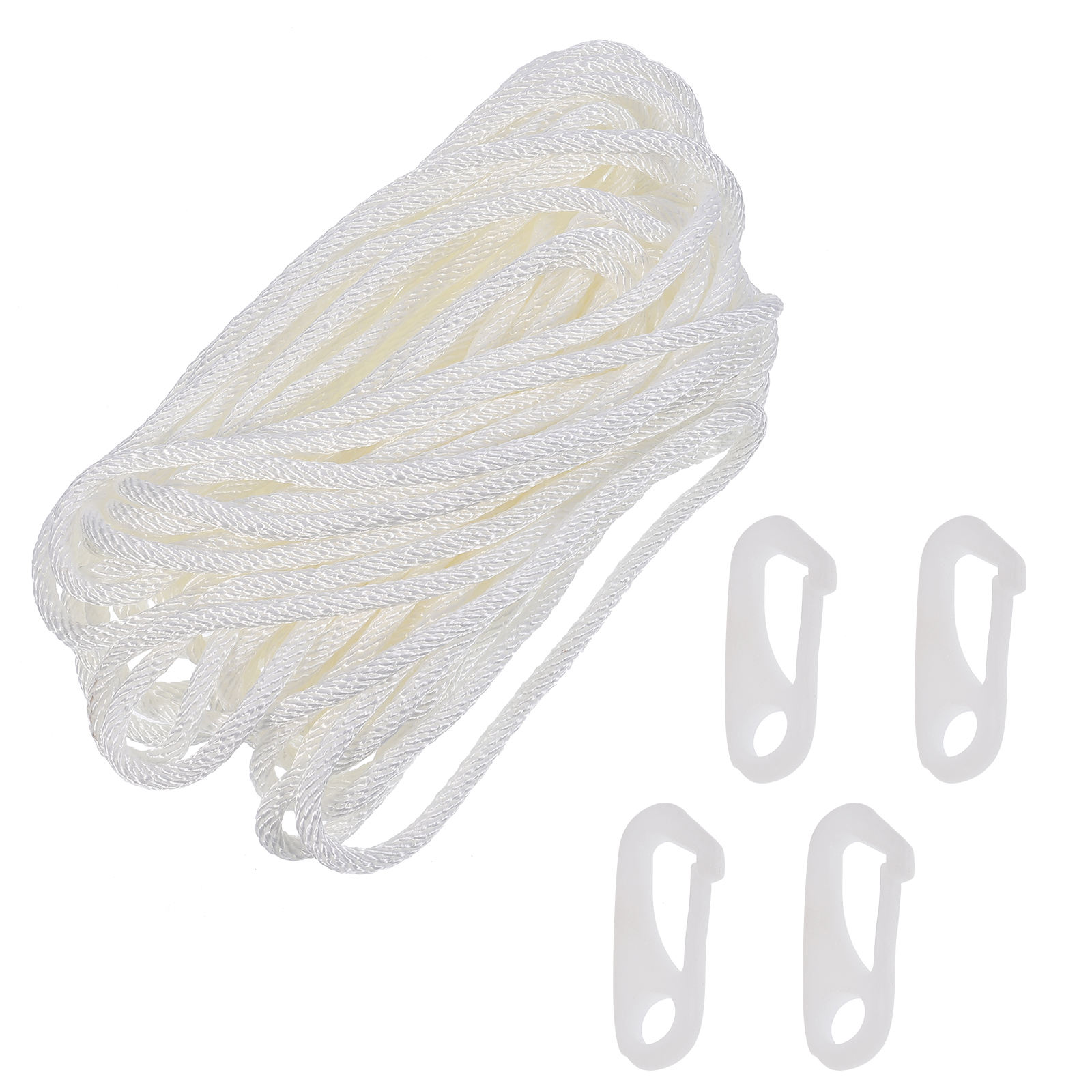 NICEXMAS White Nylon Flagpole Rope and Clips Kit Durable Flag Pole ...