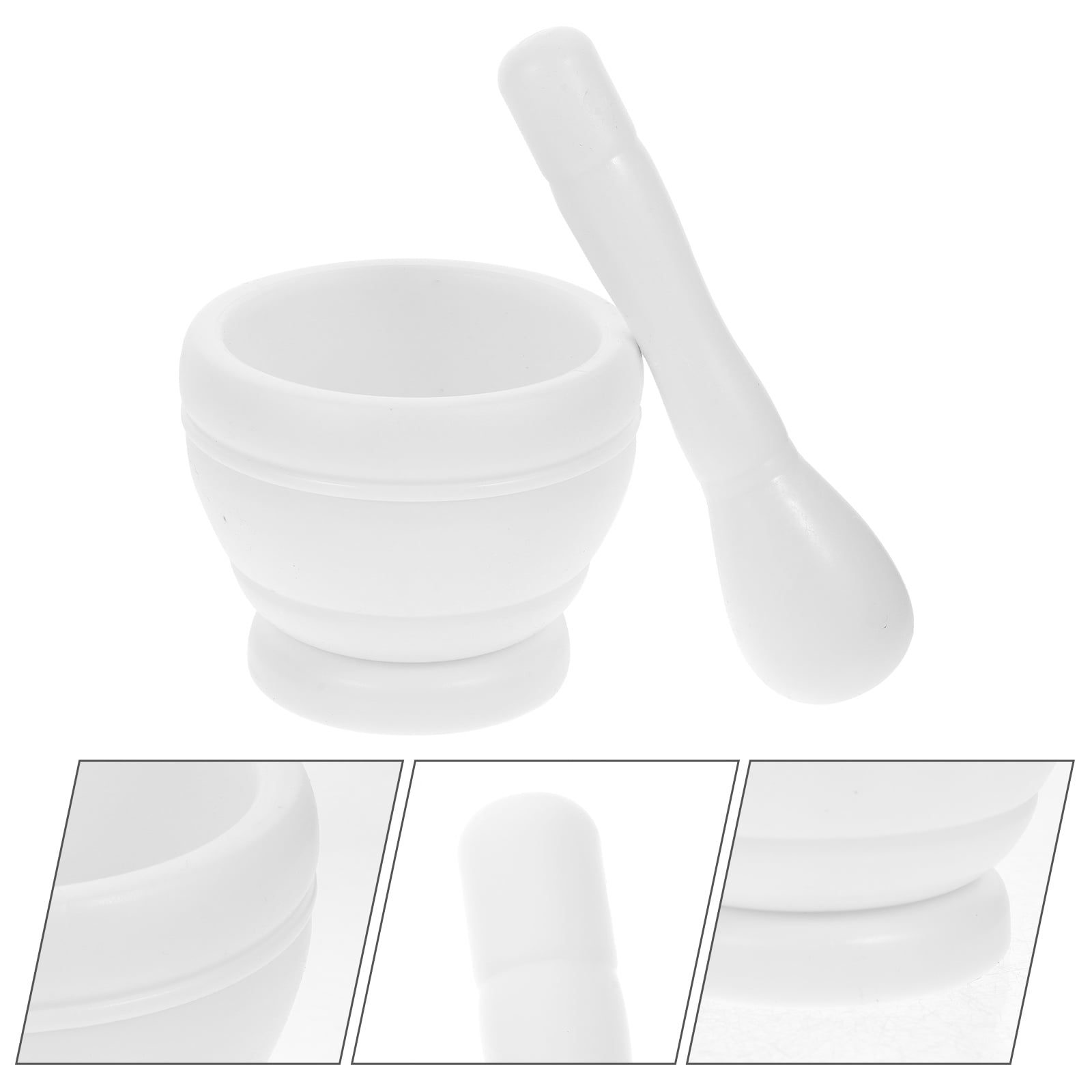NICEXMAS Plastic Crush Pot Garlic Mortar Pestle Set White 1 Set ...