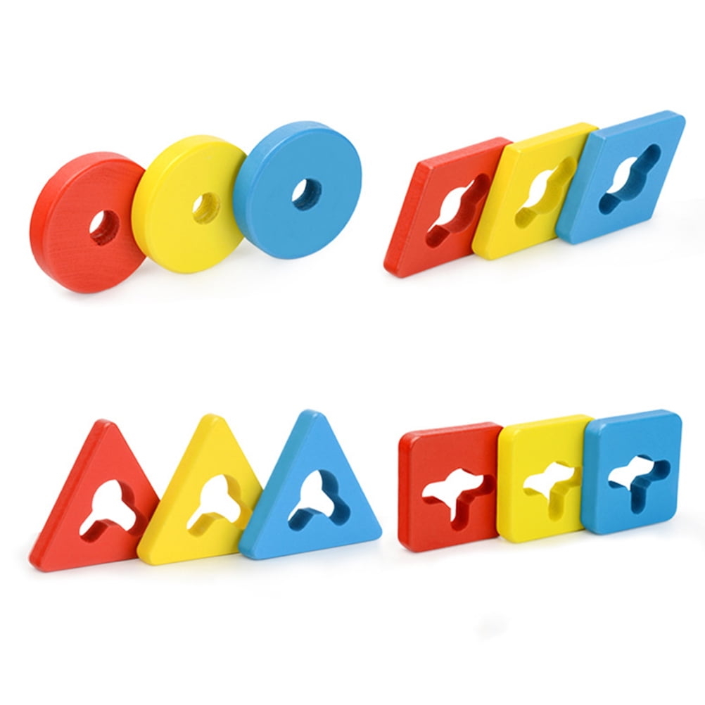 NICEXMAS Geometric Shape Matching Toys 1 Set Bamboo Early Education Toy ...