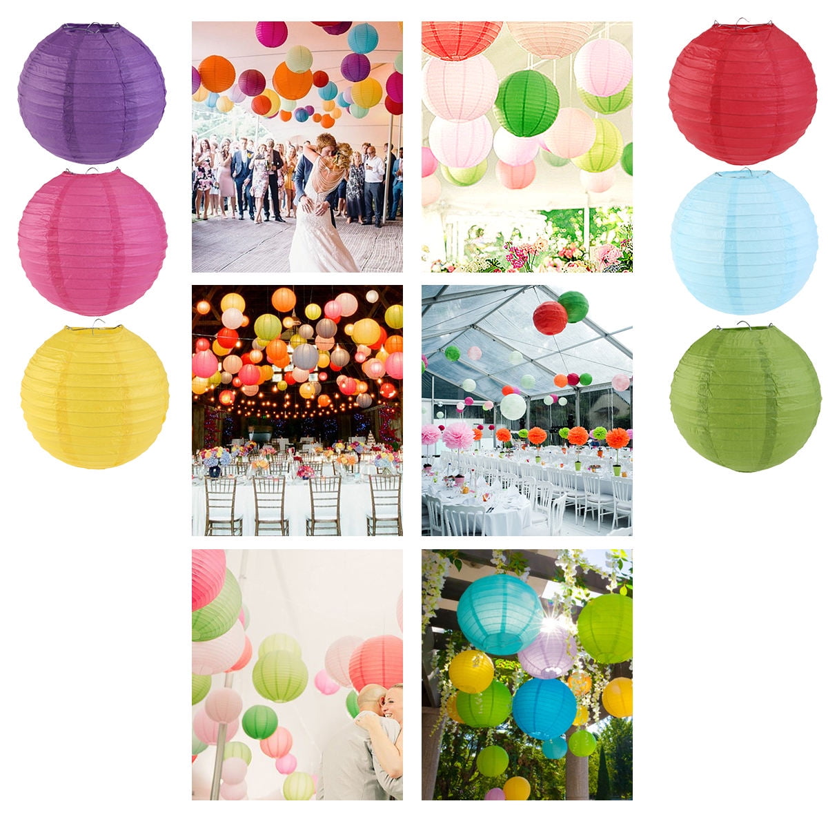 NICEXMAS Decorative Hanging Lanterns Paper Lanterns Purple Metal Wire ...