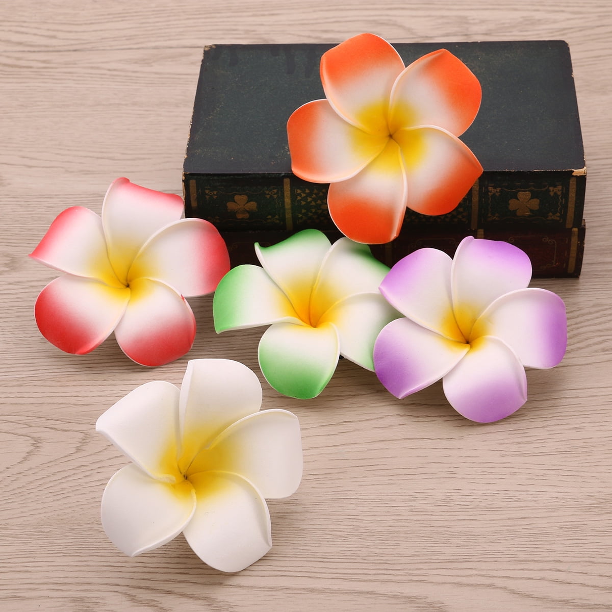 NICEXMAS Hawaiian Plumeria Flower Hair Clips for Beach Parties and Luau ...