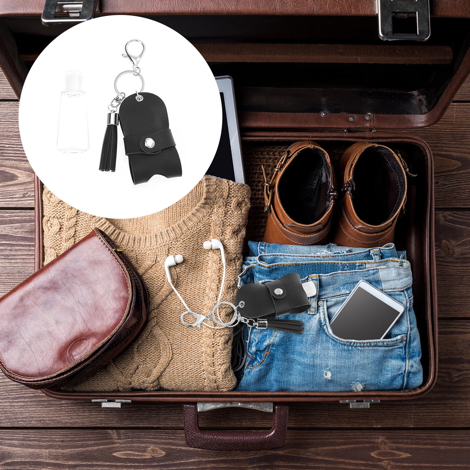 NICEXMAS Key Ring Toiletry Bottles Keychain Handsanitizer Holder Silver ...