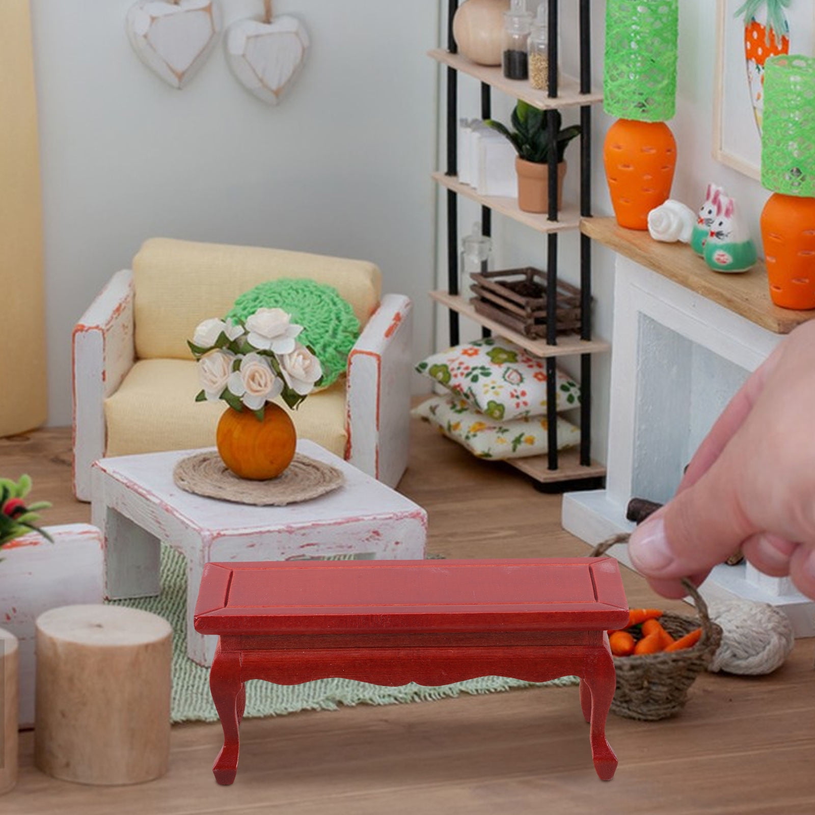 NICEXMAS Mini Coffee Table Small House Furniture Miniature Design for ...