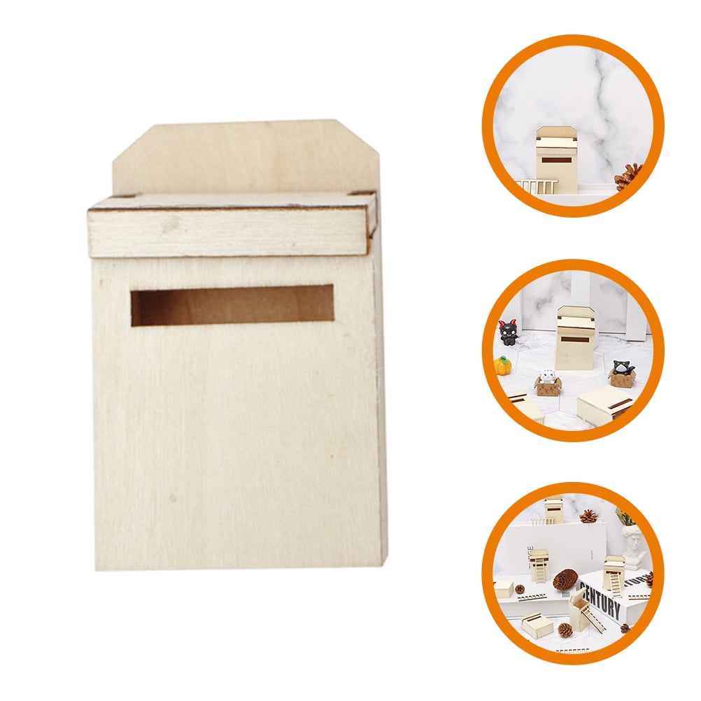 NICEXMAS Miniature Wooden Mailbox Decor for Kids Elegant Dollhouse ...