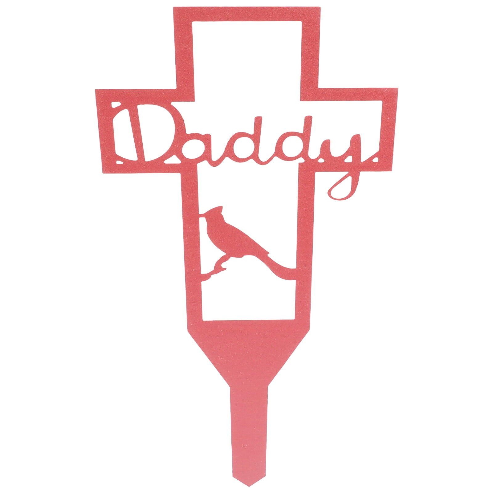 NICEXMAS Garden Red Metal Cross Stake Memorial Memorial Lawn Ornament ...