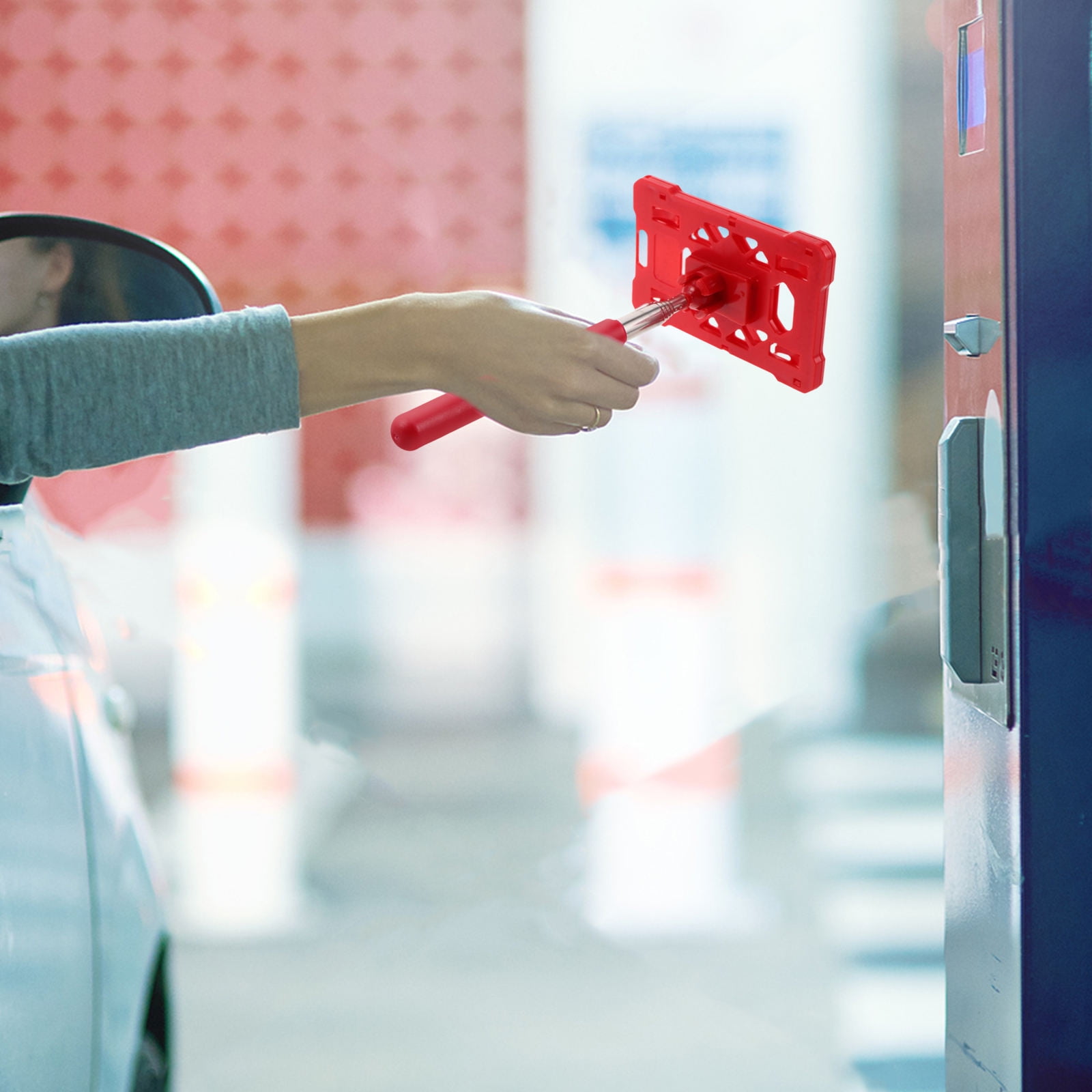 NICEXMAS Access Gates Telescopic Rod Card Holder Red Plastic 1Pcs ...