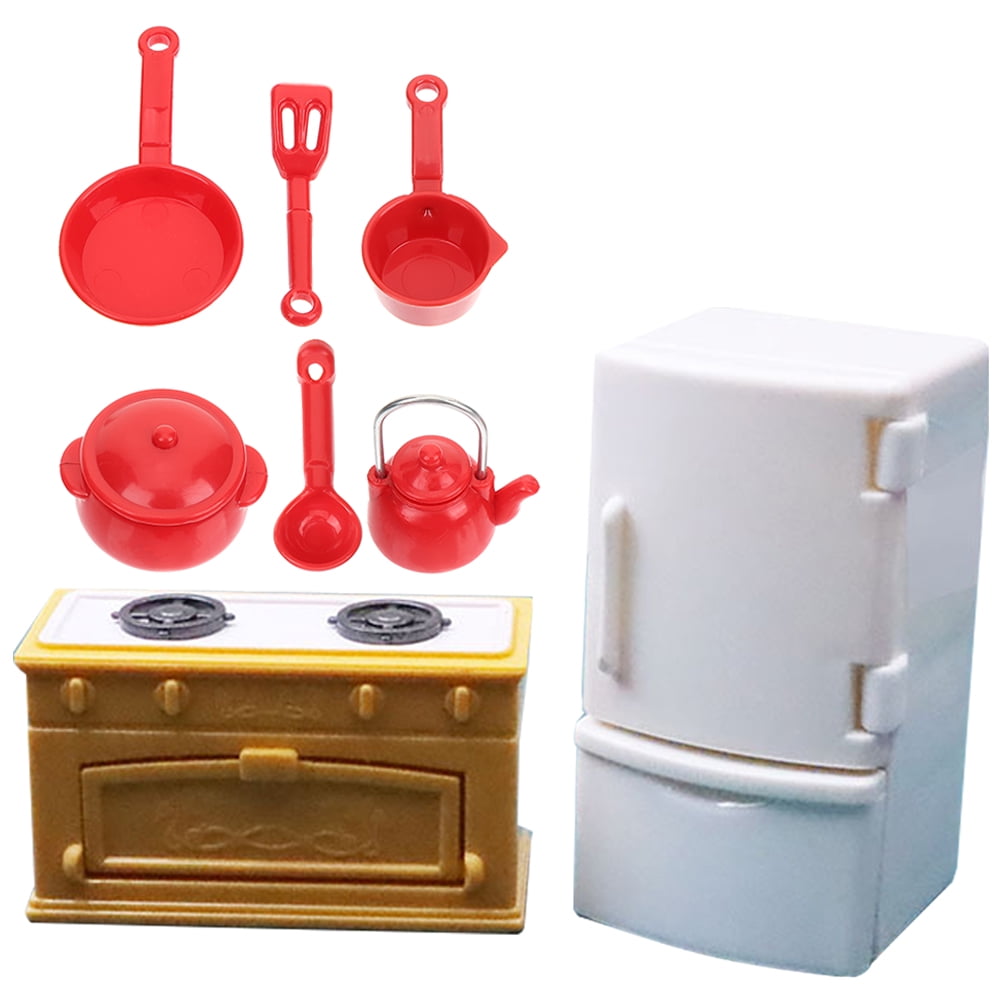 NICEXMAS Stove Refrigerator Model Mini Toys Doll House Cookware Mini ...