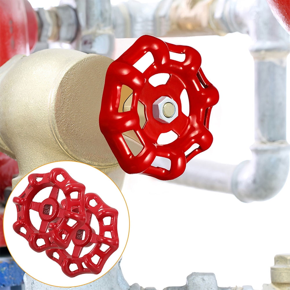 NICEXMAS Valve Handle 2Pcs Iron Red Round Replacement Wheel Handles for ...