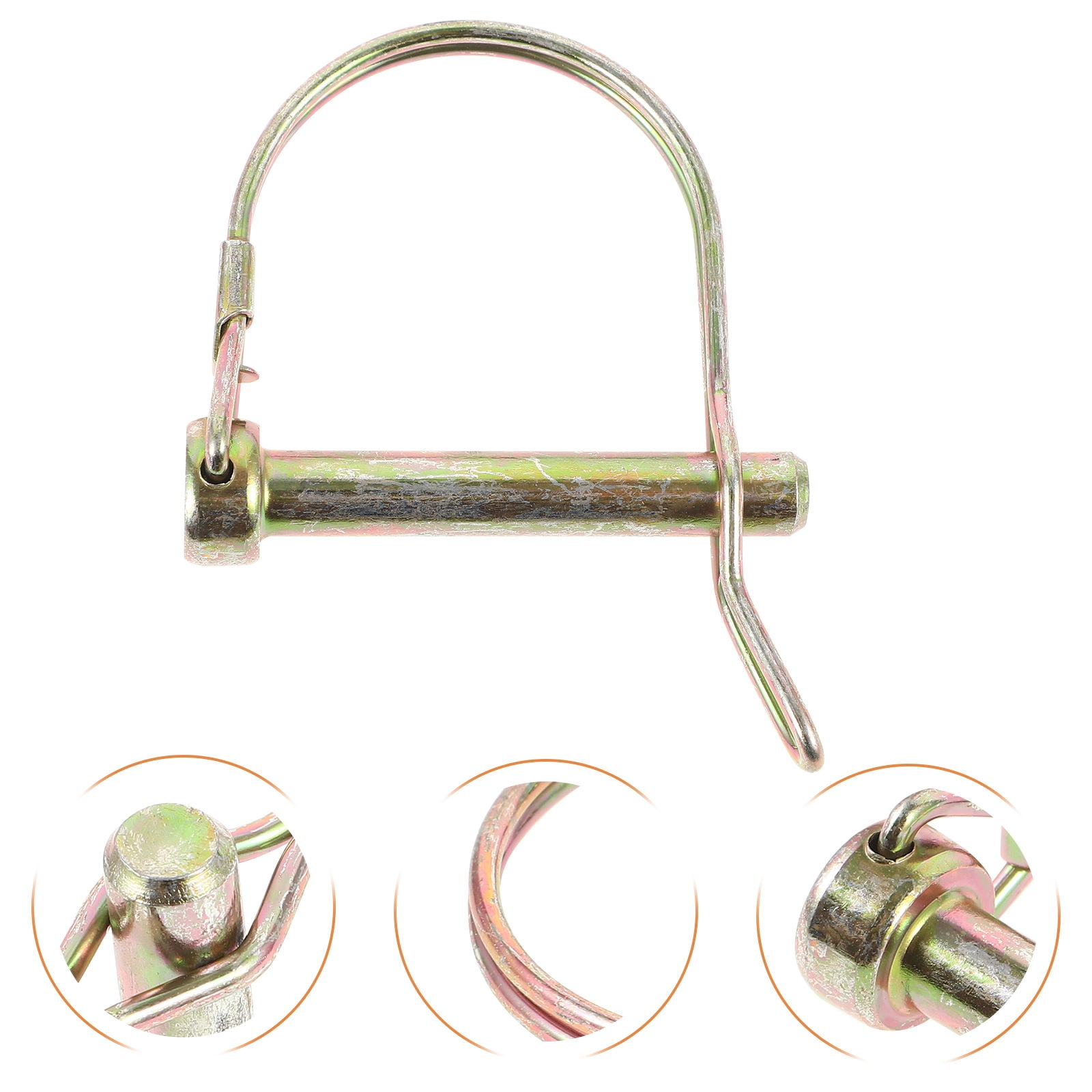 NICEXMAS Metal Trailer Lock Pin D Shaped Hitch Pin Golden Carbon Steel ...
