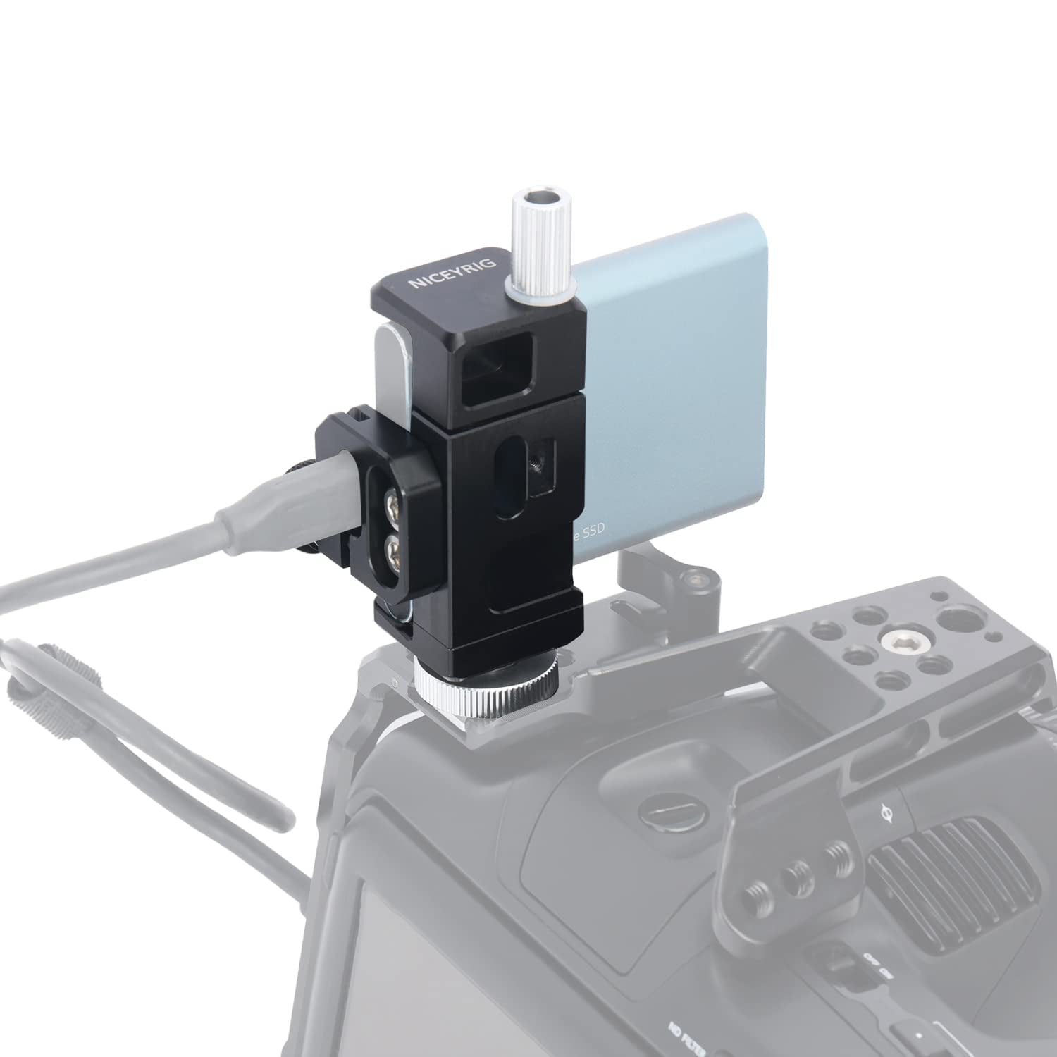 NICEYRIG SSD Holder Mount with External USB-C Cable Lock for Samsung T5 ...