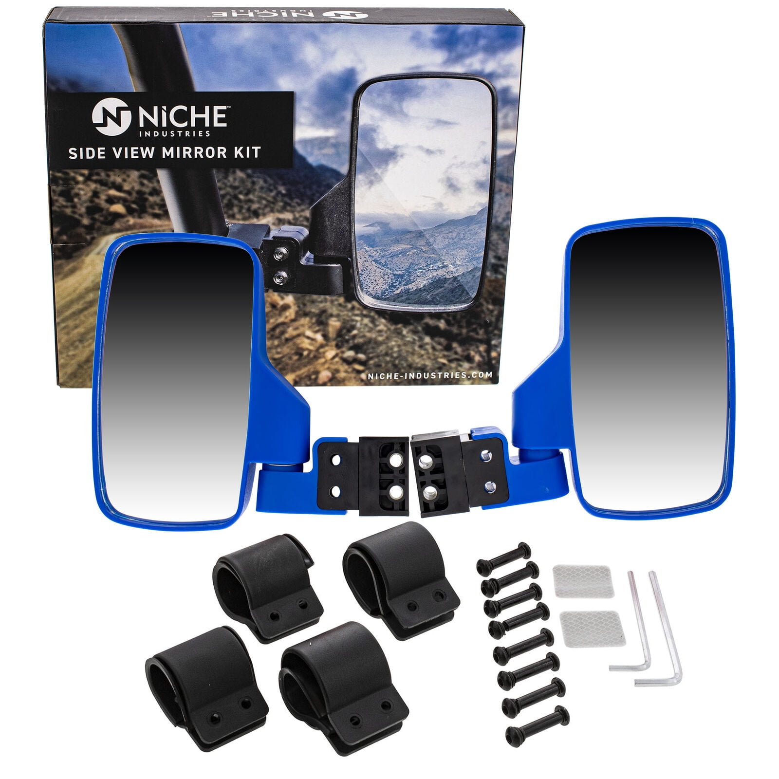 NICHE Heavy-Duty UTV Side View Mirror Set - Blue Adjustable Mirrors for ...