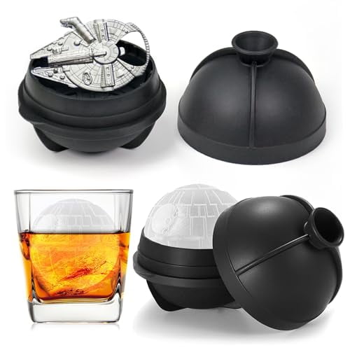NICITY 2 Packs Death Star Ice Cube Mold with Millennium Falcon Bottle ...