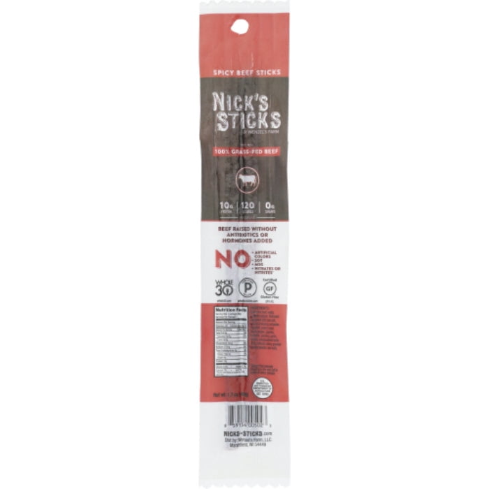 NICKS STICKS SNACK BEEF STX SPCY GRASS FD 1.7 OZ - Pack of 25 - Walmart.com