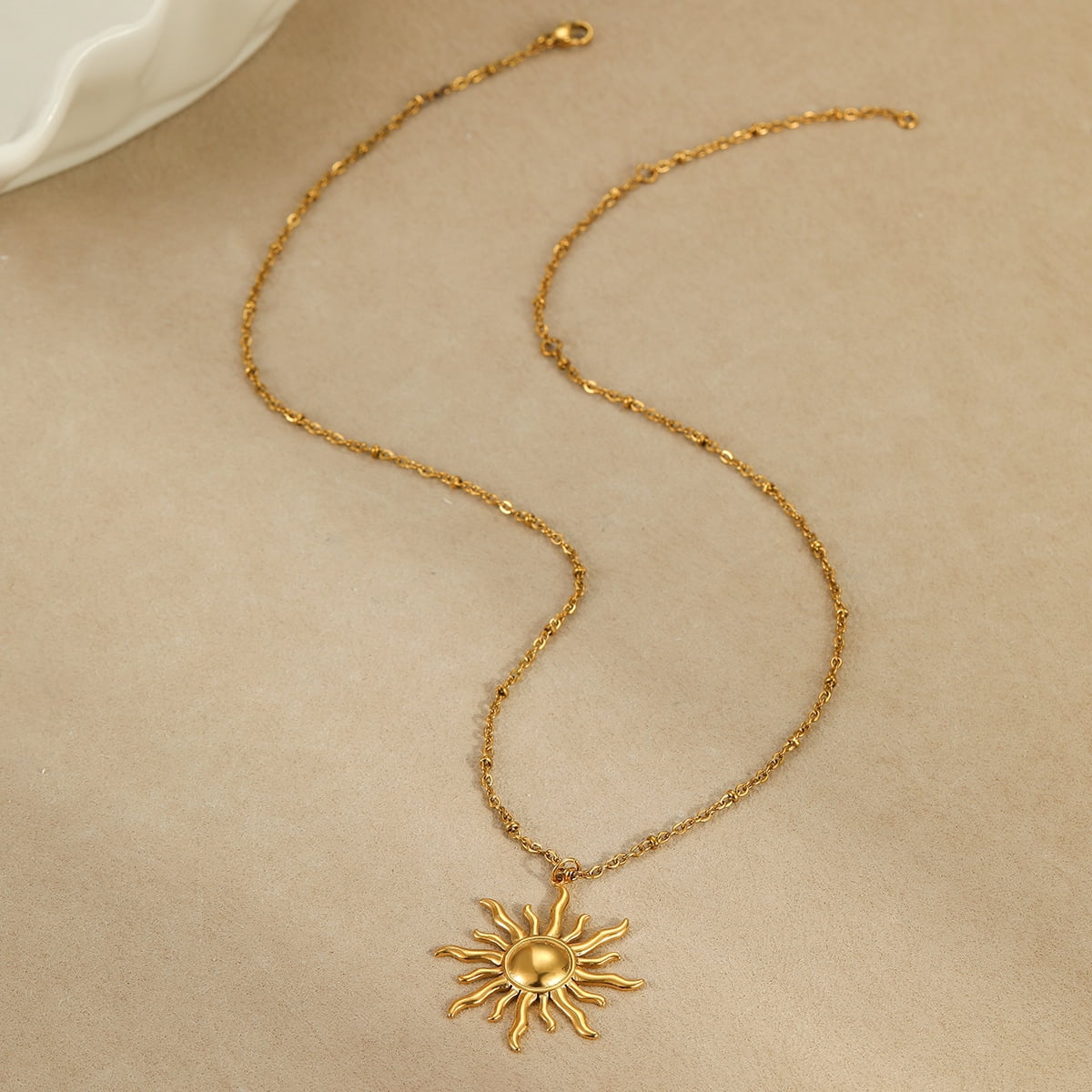 NICKSUN 18K Gold-Plated Stainless Steel Sun Pendant Choker Necklace ...
