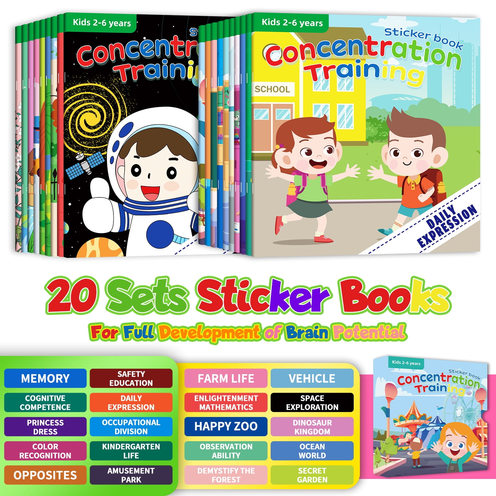 NICKSUN 20 Sets Sticker Books for Kids 2-4, Sticker Books for Toddlers ...