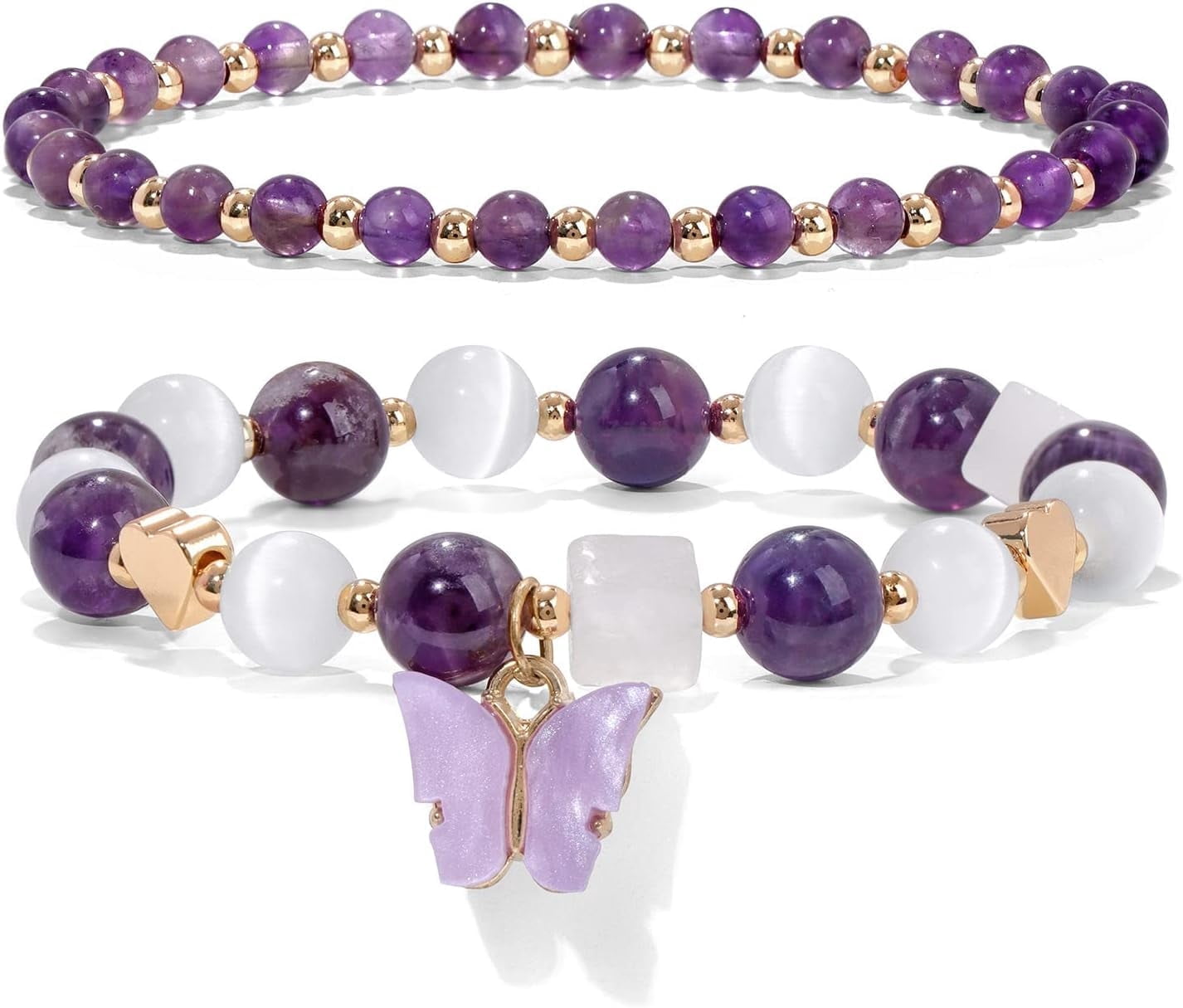 NICKSUN Amethyst Bracelet For Women Anxiety Amethyst Beaded Bracelets ...