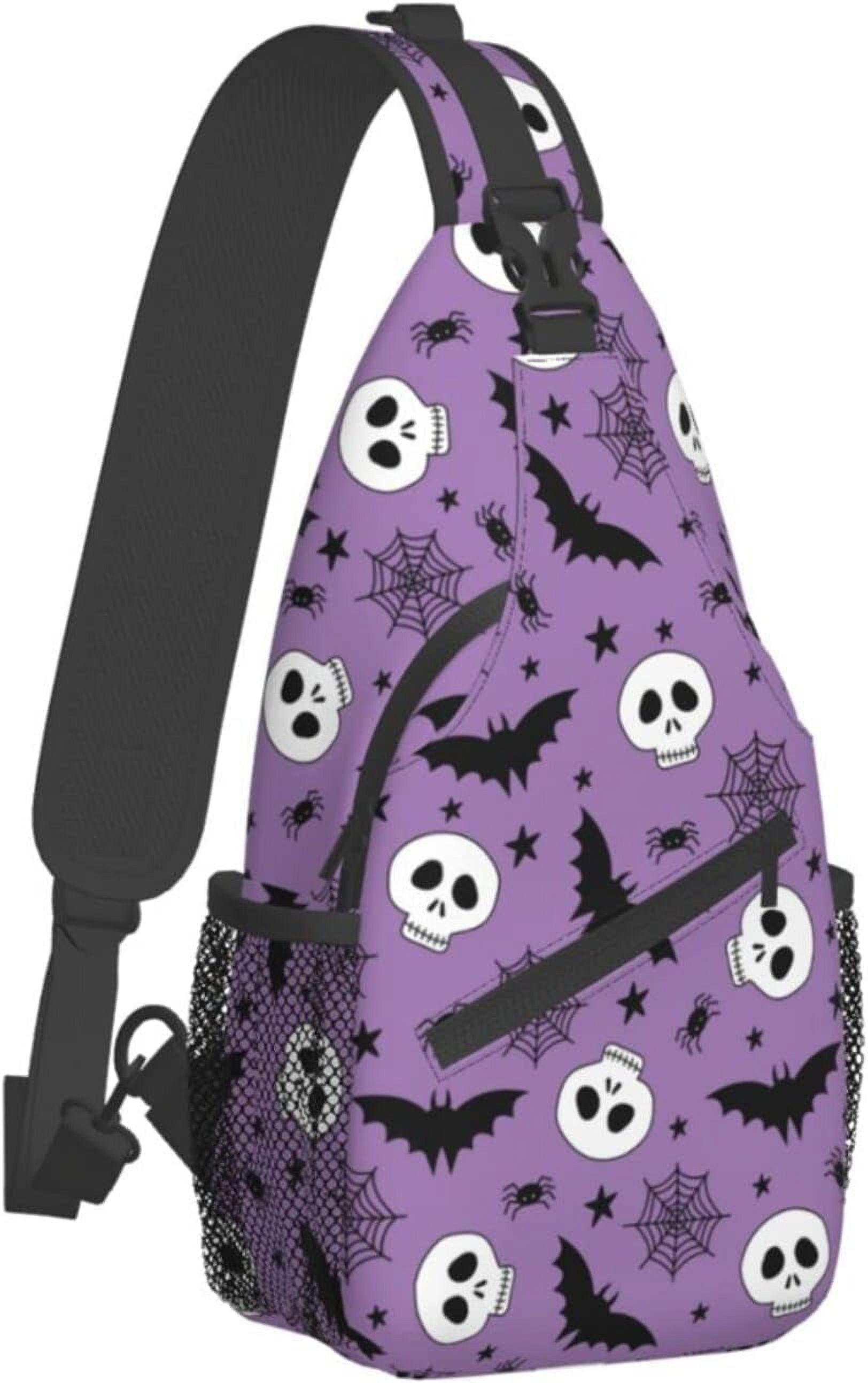 NICKSUN Bat Print Backpack Chest Sling Bag Crossbody Shoulder Bag ...