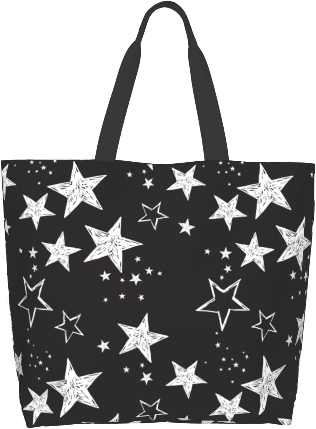 NICKSUN Black White Stars Tote Bag for Women, Casual Shoulder Bag ...