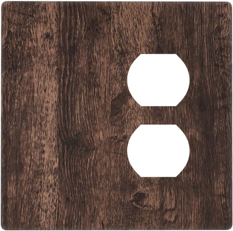 NICKSUN Brown Rustic Wood Combination Wall Plate, 2 Gang 1 Blank 1 ...
