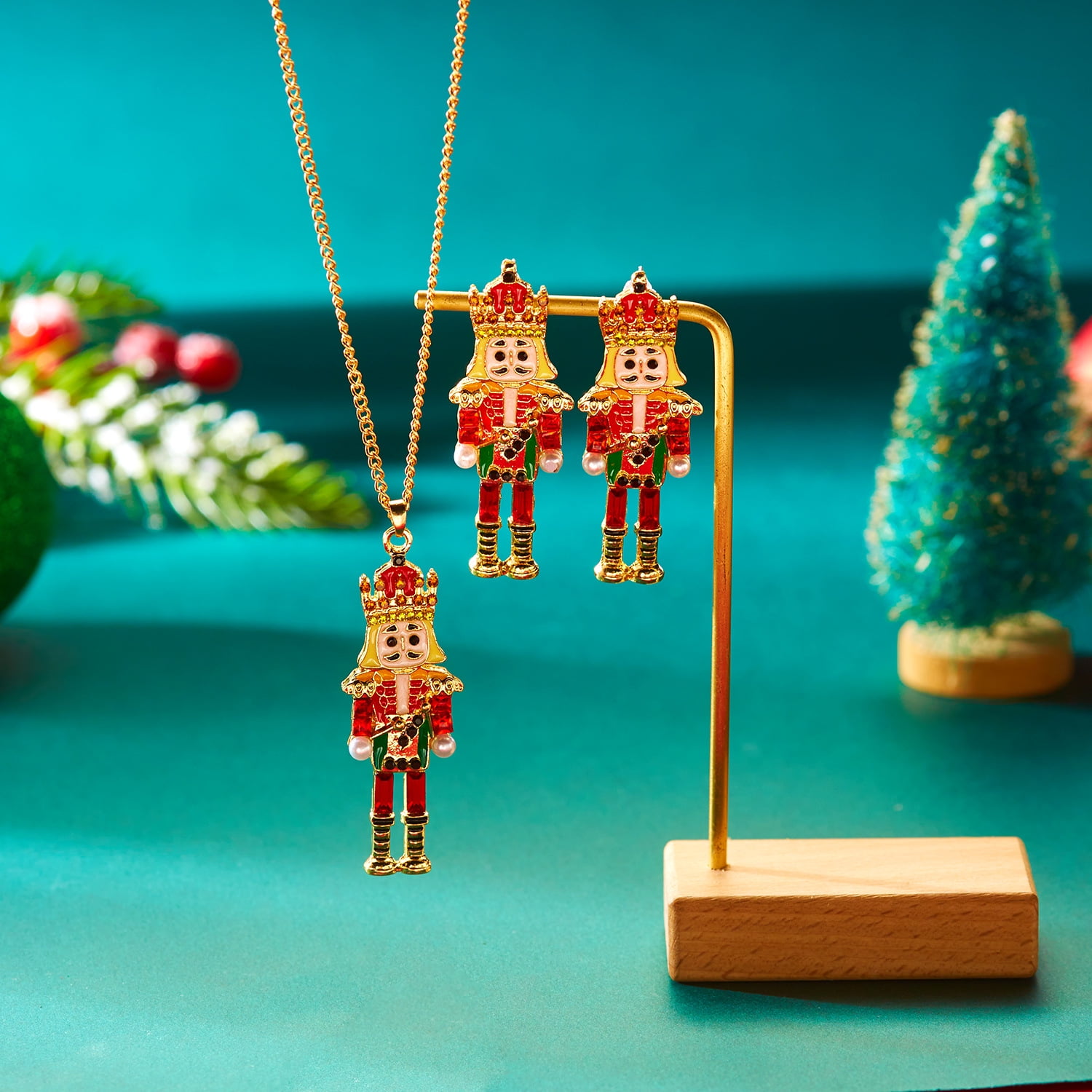NICKSUN Christmas Nutcracker Jewelry Set for Women Cute Sparkling ...