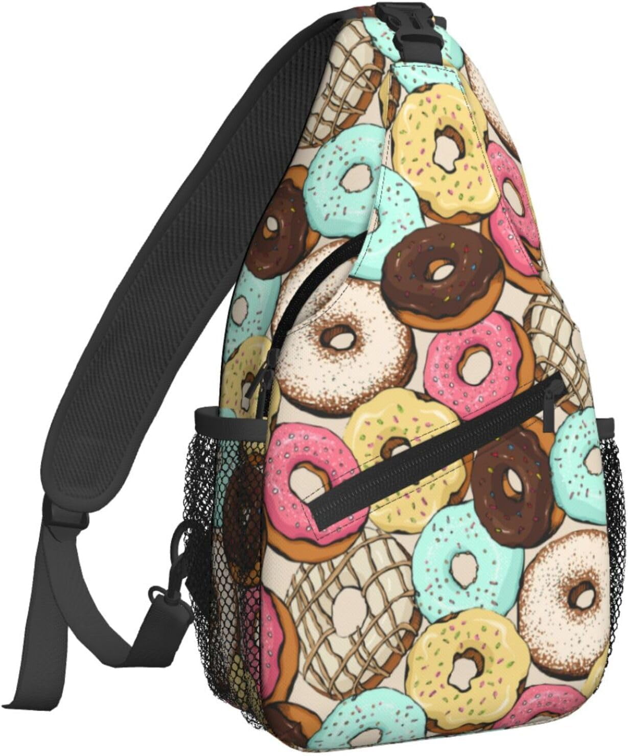 NICKSUN Colorful Donut Food Print Backpack Chest Sling Bag Crossbody ...