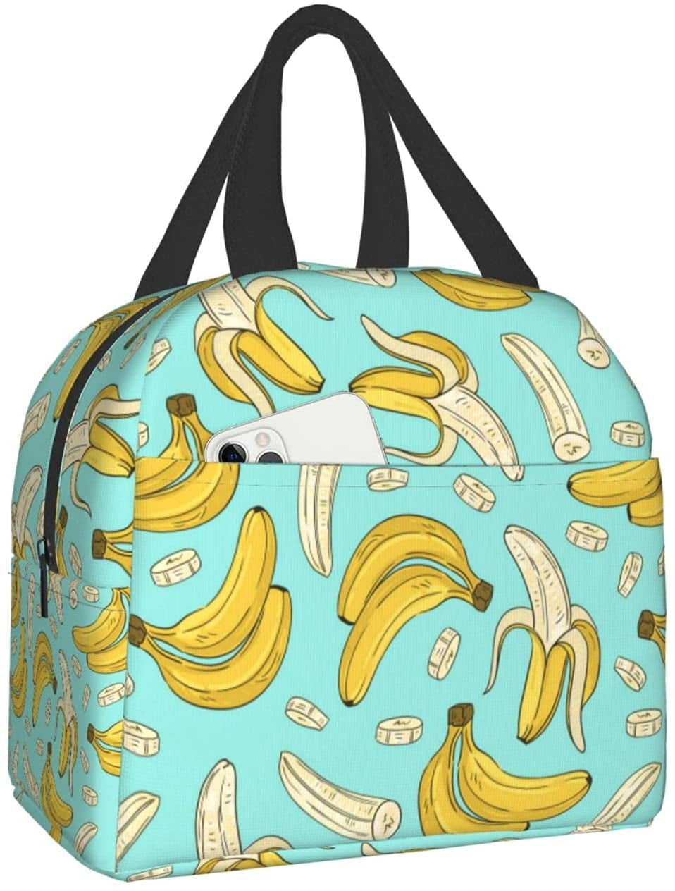 NICKSUN Cute Banana Pattern Lunch Bag, Insulated Portable Lunch Bag for ...