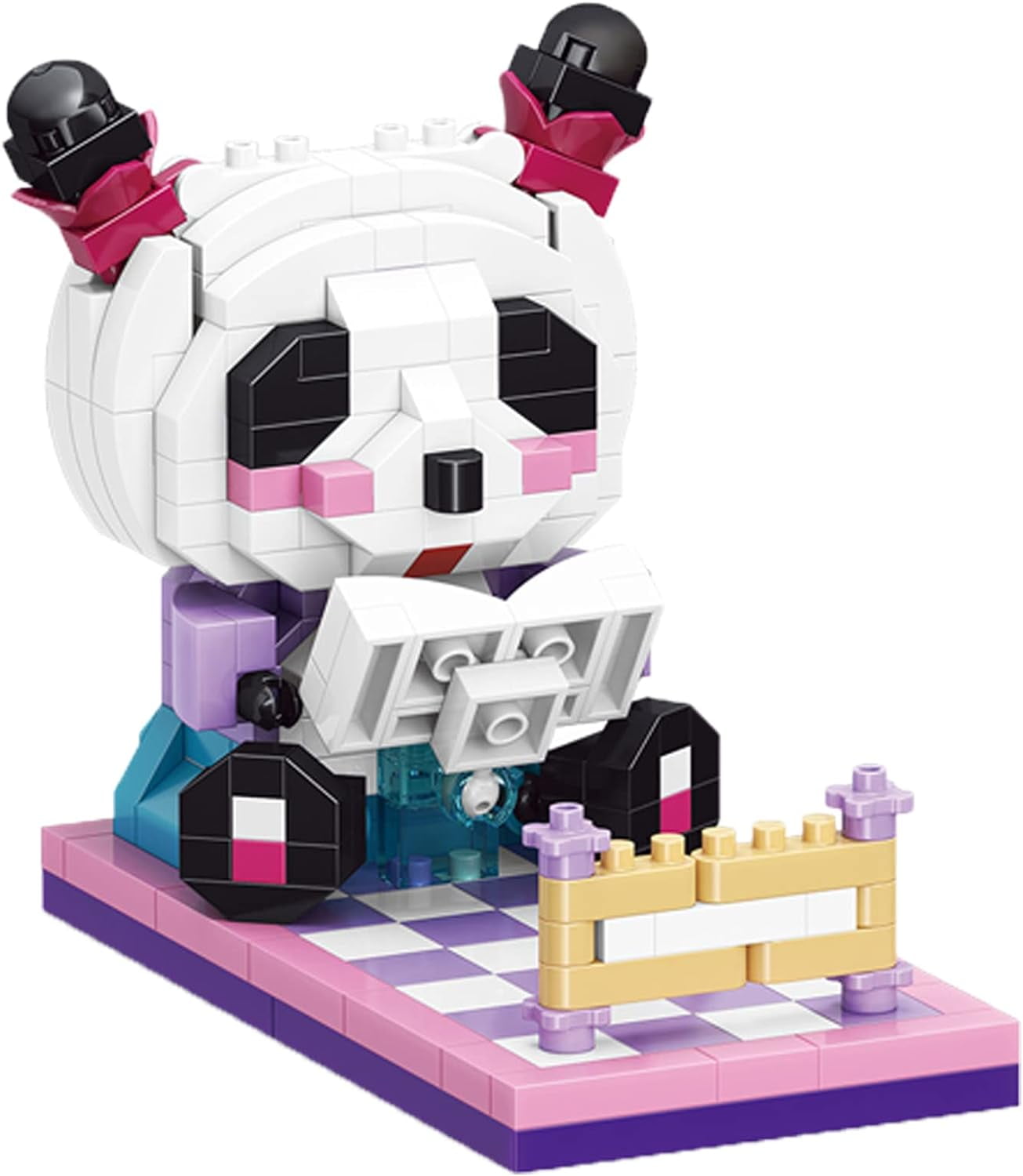 NICKSUN Cute Panda Building Block Set, Mini Bricks Toy Gift for Kid Adult (Panda with Book ...