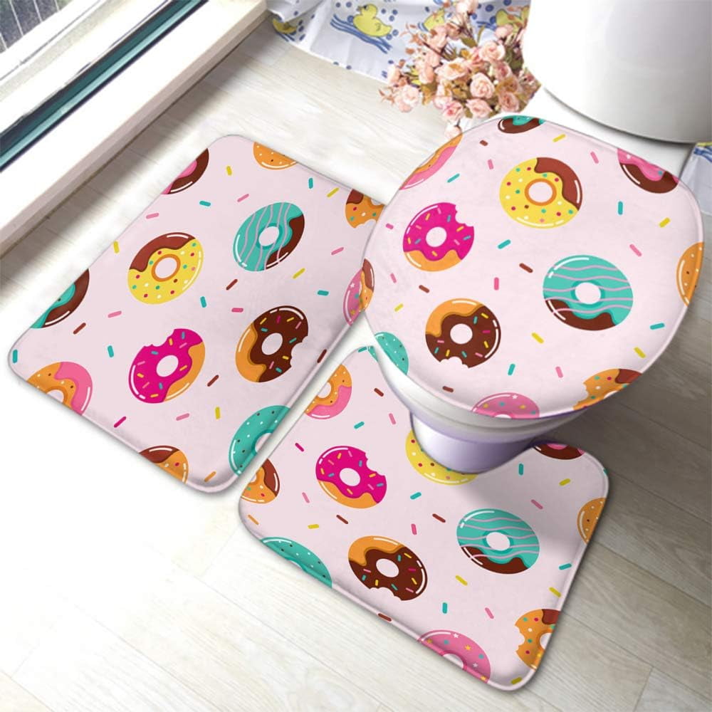 NICKSUN Donut Bathroom Rugs Sets 3 Pieces, Inculding U-Shaped Contour ...