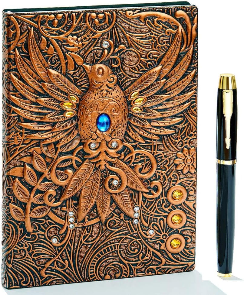 NICKSUN Embossed Leather Journal Writing Notebook, Antique Handmade ...