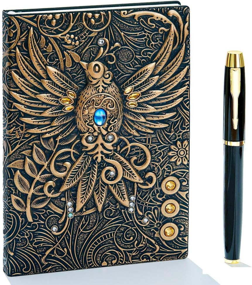 NICKSUN Embossed Leather Journal Writing Notebook, Antique Handmade ...