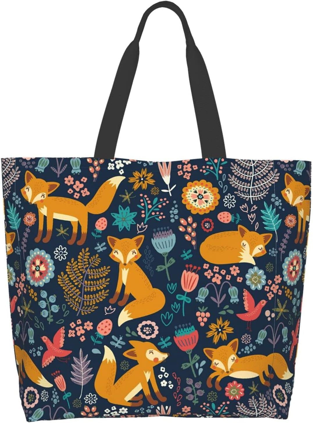 NICKSUN Floral Fox Tote Bag for Women, Casual Shoulder Bag Handbag ...