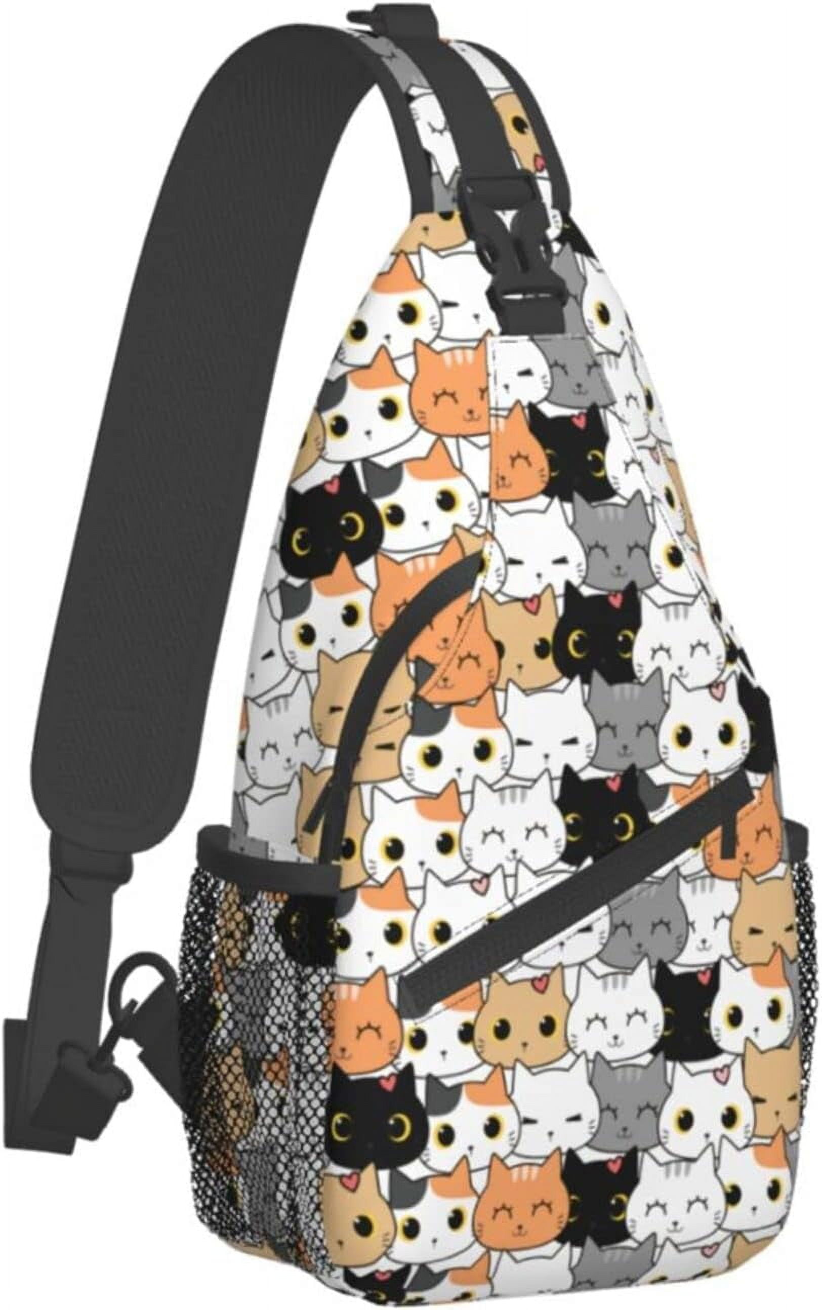 NICKSUN Funny Cat Print Backpack Chest Sling Bag Crossbody Shoulder Bag ...