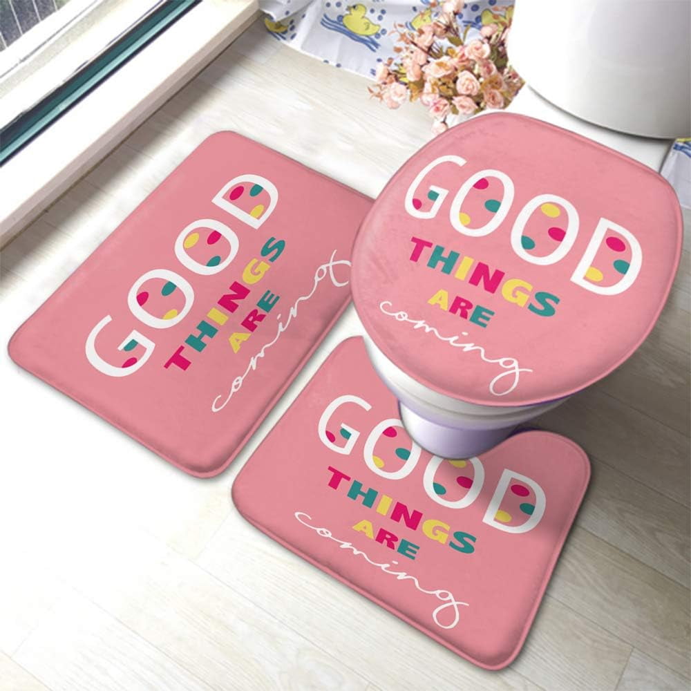 NICKSUN Good Things are Coming Bathroom Rugs Sets 3 Pieces, Inculding U ...