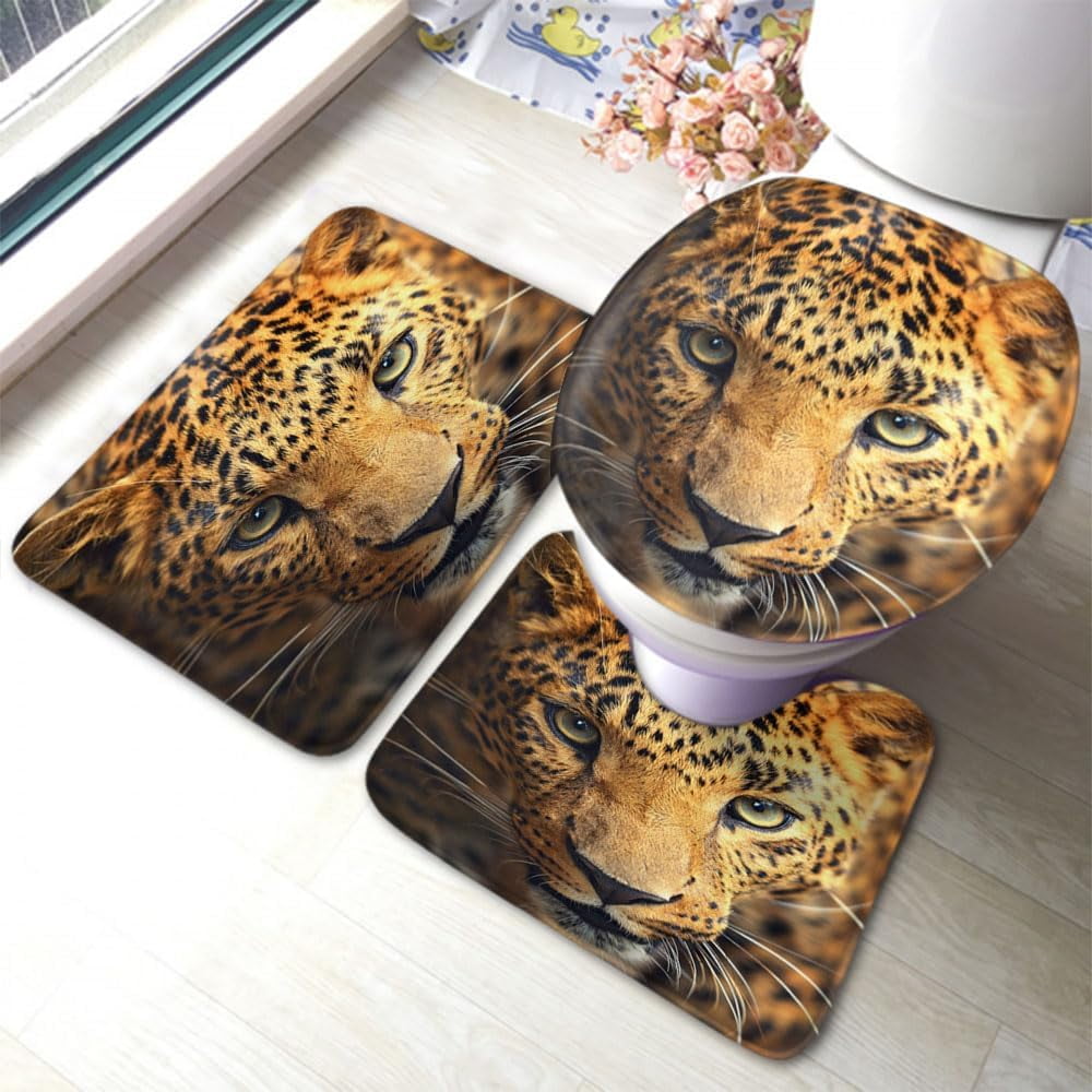 NICKSUN Jungle Tiger Bathroom Rugs Sets 3 Pieces, Inculding U-Shaped ...