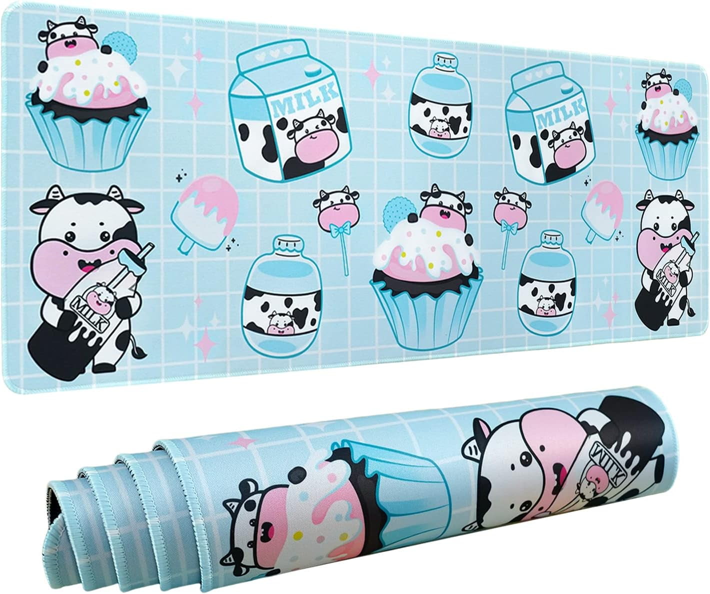 NICKSUN Milk Cake Cow Mouse Pad (31.5x11.8 in) Extended Gaming Mousepad ...