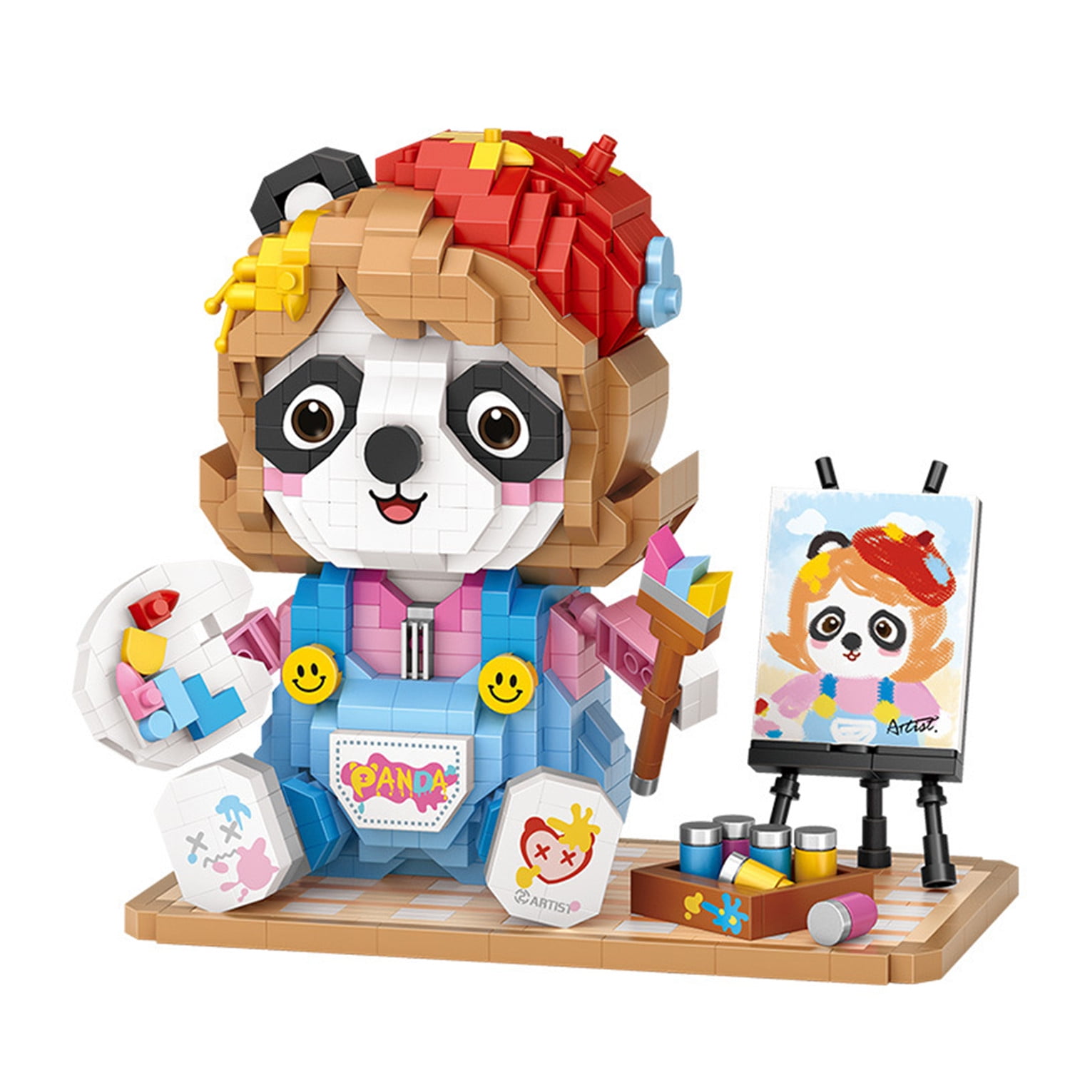 NICKSUN Mini Building Block Set Artist Panda Building Brick Kit Toy ...