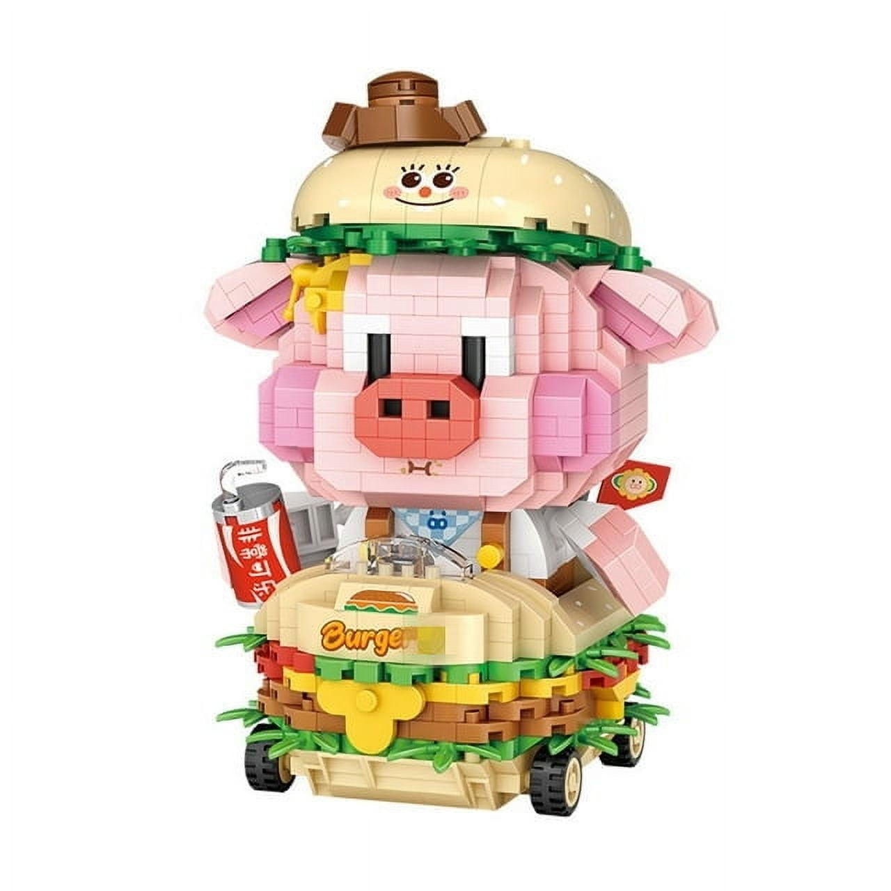 NICKSUN Mini Building Block Set Hamburger Piggy Building Brick Kit Toy ...
