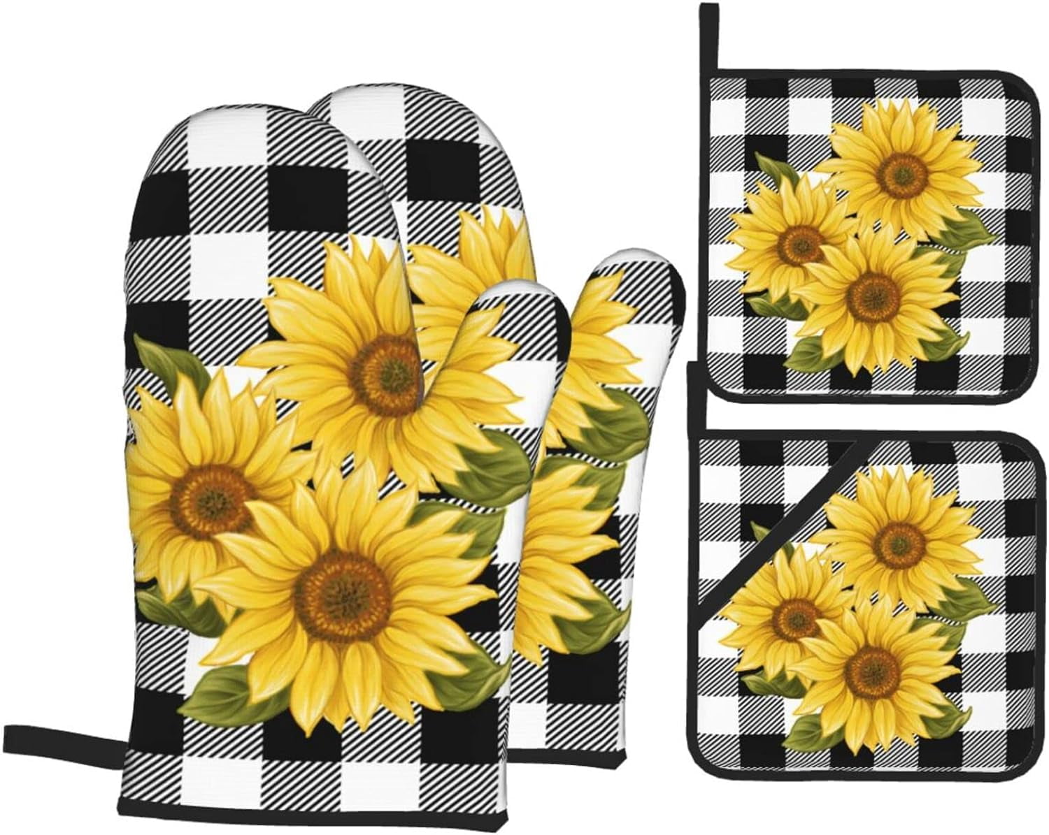 NICKSUN Oven Mitts and Pot Holders Sets 4 Pieces, Non-Slip Heat ...
