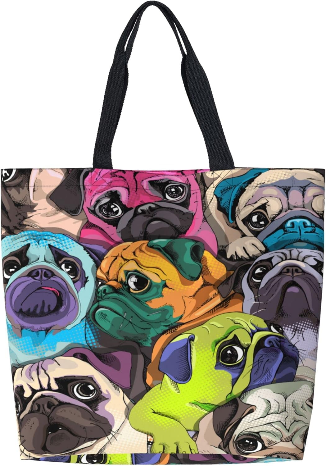 NICKSUN Pug Dog Tote Bag for Women, Casual Shoulder Bag Handbag ...