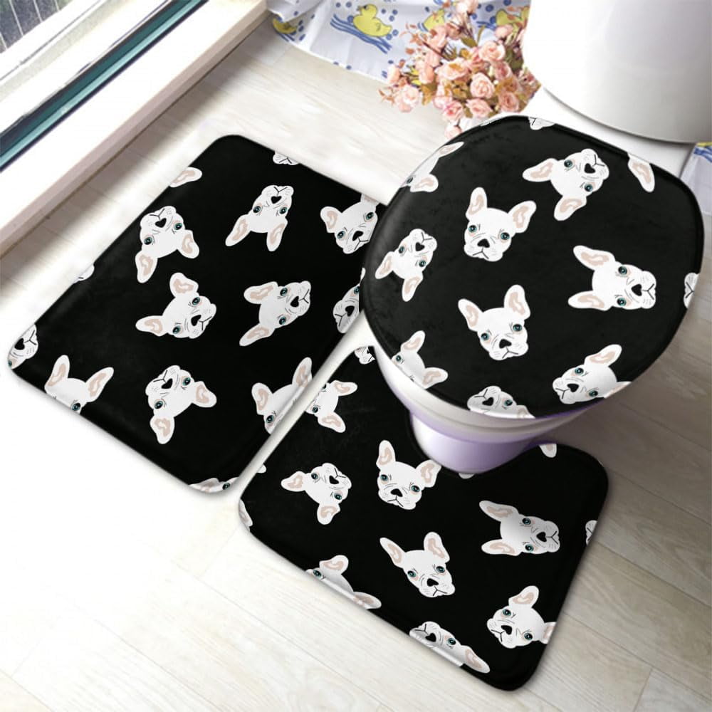 NICKSUN Puppy Dog Bathroom Rugs Sets 3 Pieces, Inculding U-Shaped ...