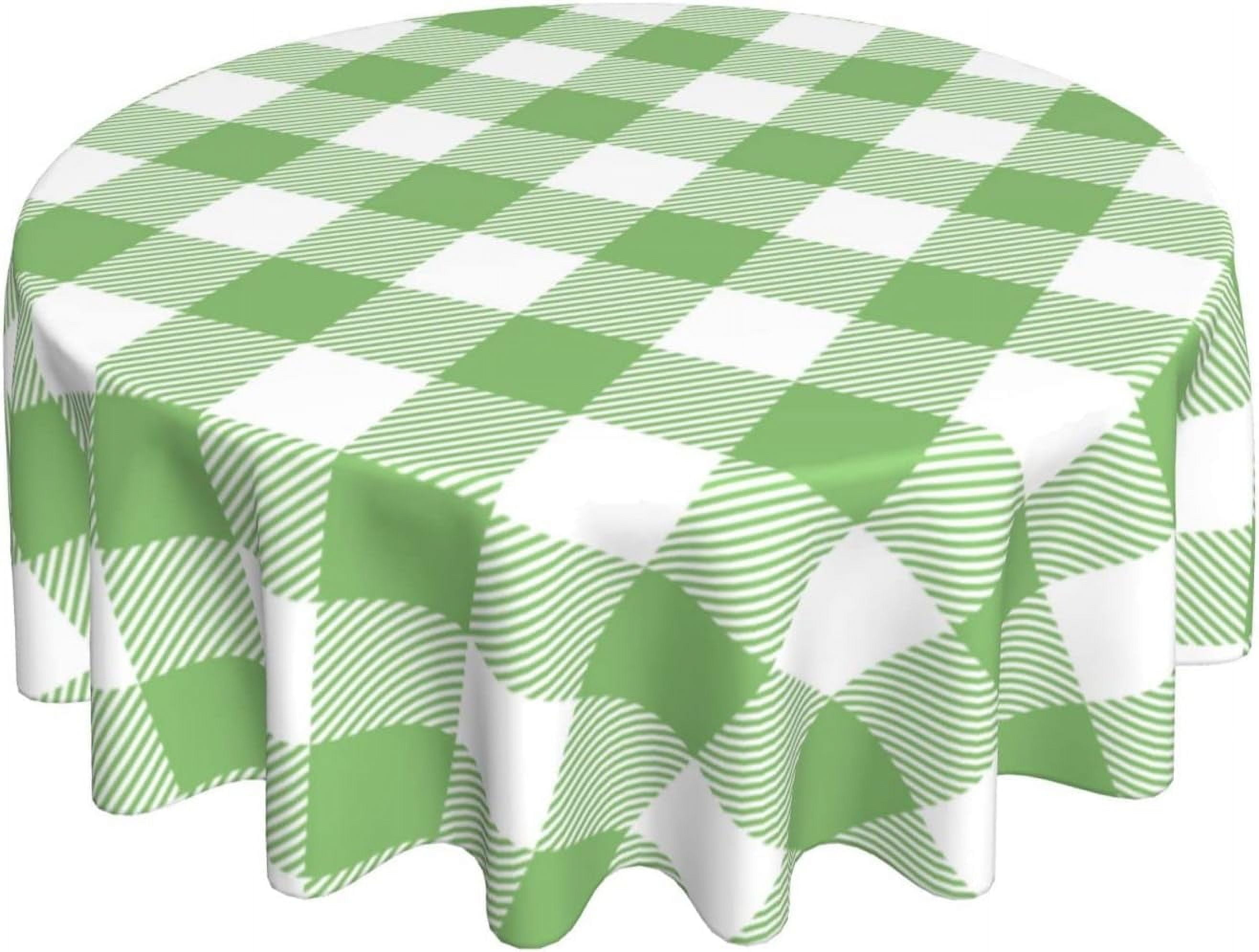 NICKSUN Sage Green Checkered Tablecloth Round 60 Inch Seafoam Gingham ...