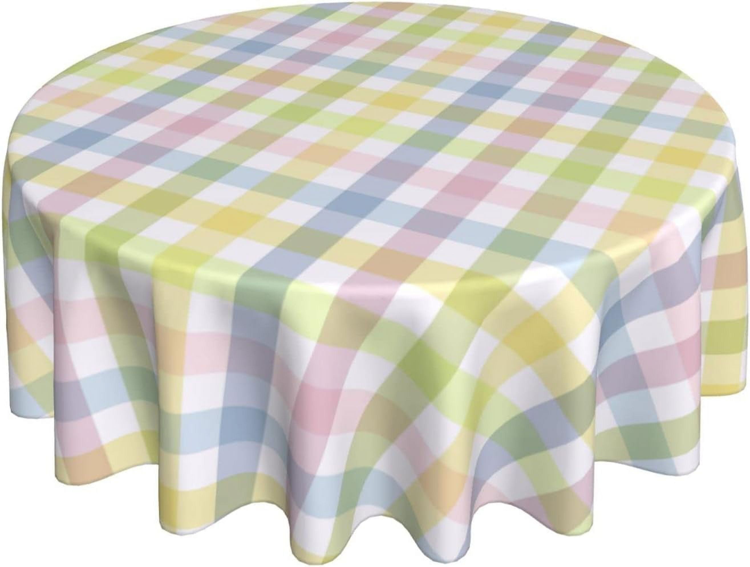 NICKSUN Spring Easter Tablecloth Round 60 Inch Vinyl Green Pink Blue ...