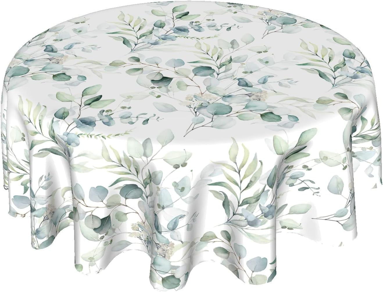 NICKSUN Spring Leaf Floral Sage Green Tablecloth Round 60 Inch Ruitic ...