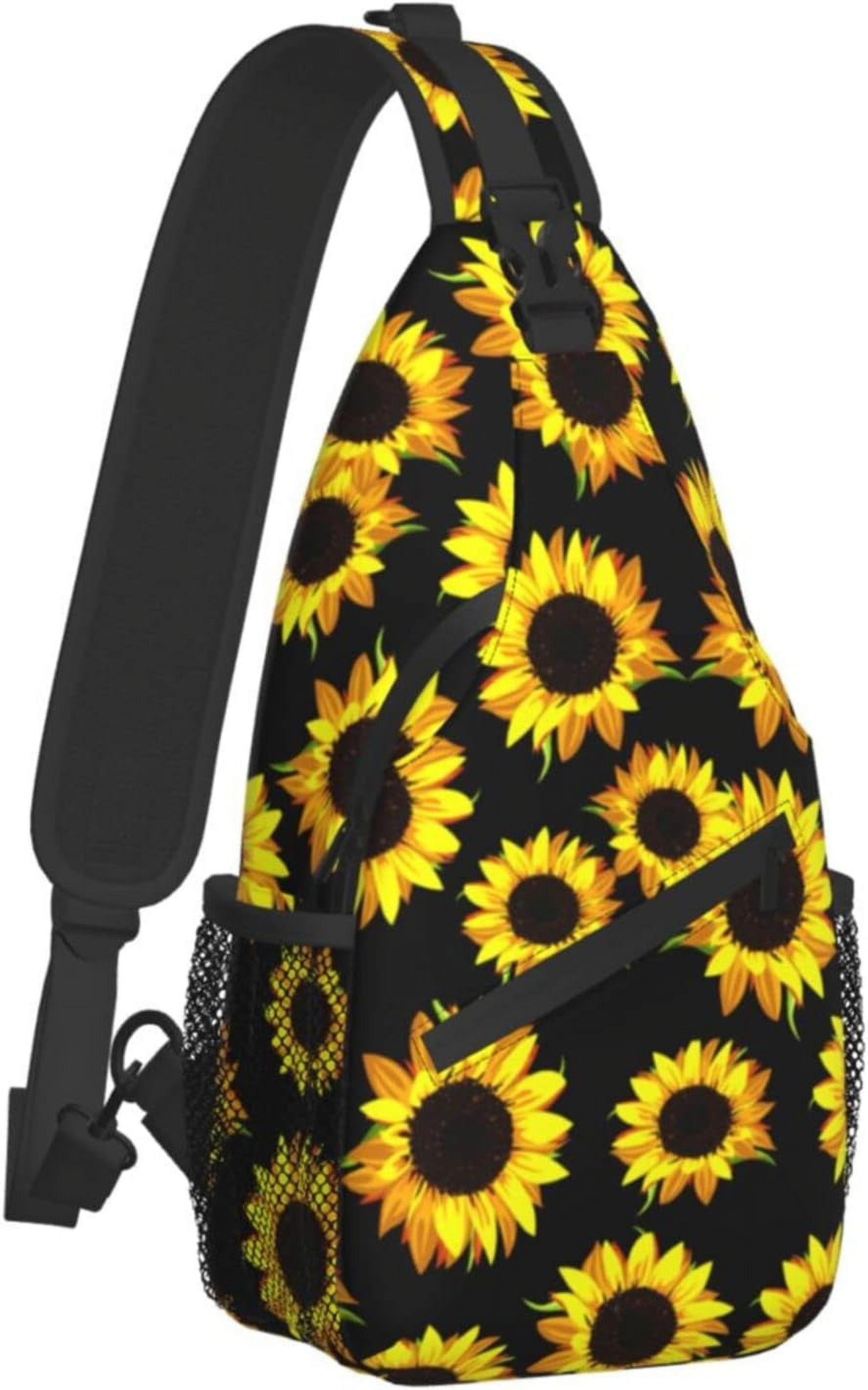NICKSUN Sunflower Print Backpack Chest Sling Bag Crossbody Shoulder Bag ...