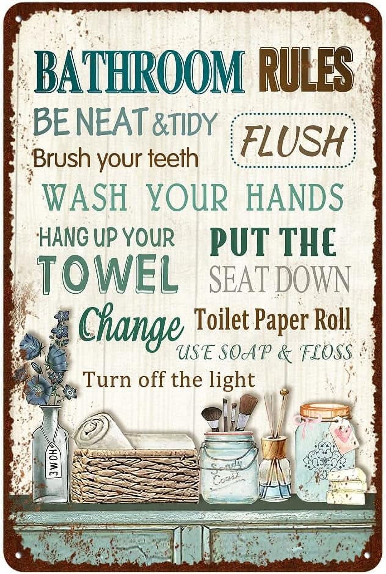 NICKSUN Vintage Farmhouse Bathroom Metal Tin Signs Rustic Flower ...