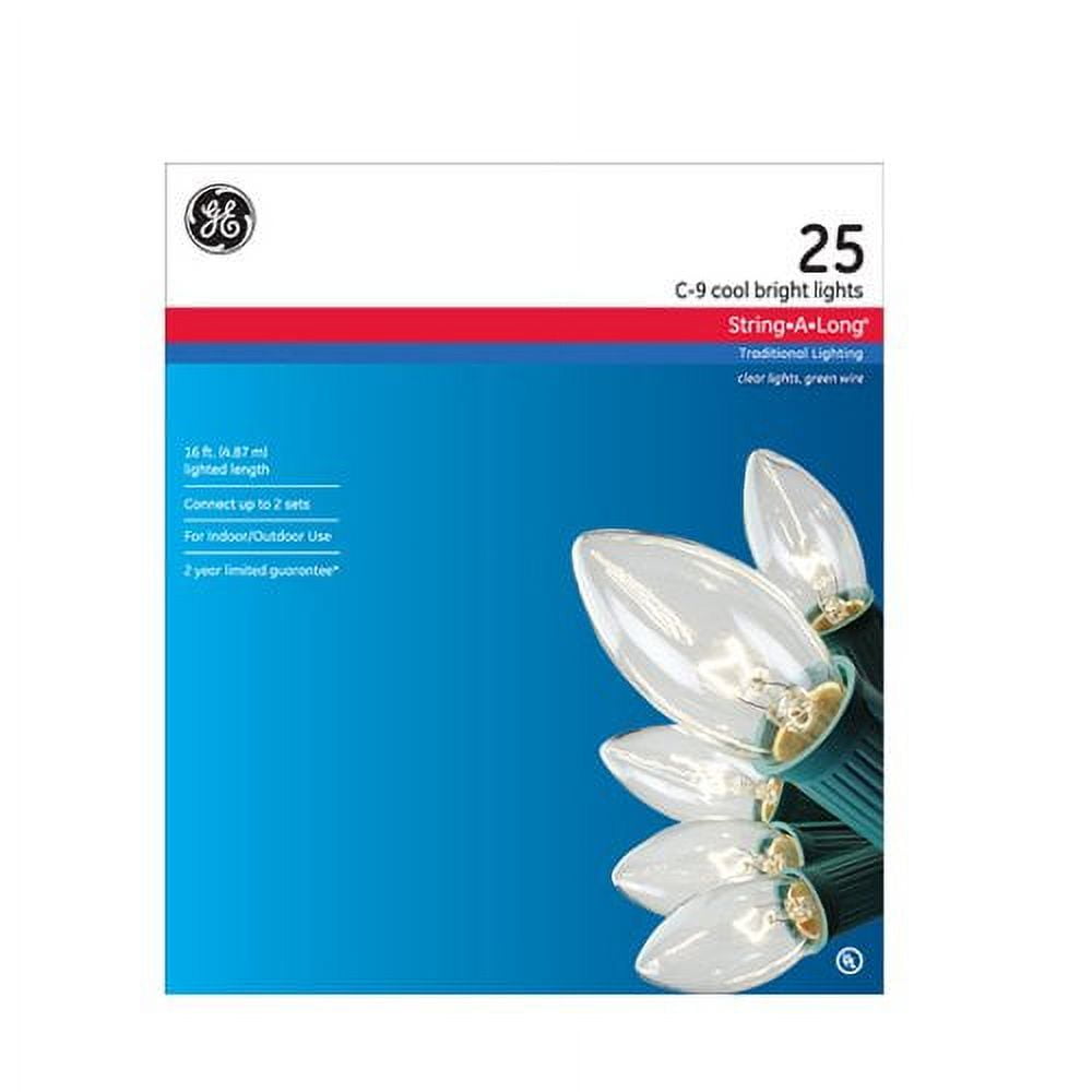NICOLAS HOLIDAY INC 25 String-A-Long Cool Bright Clear Incandescent C9 ...