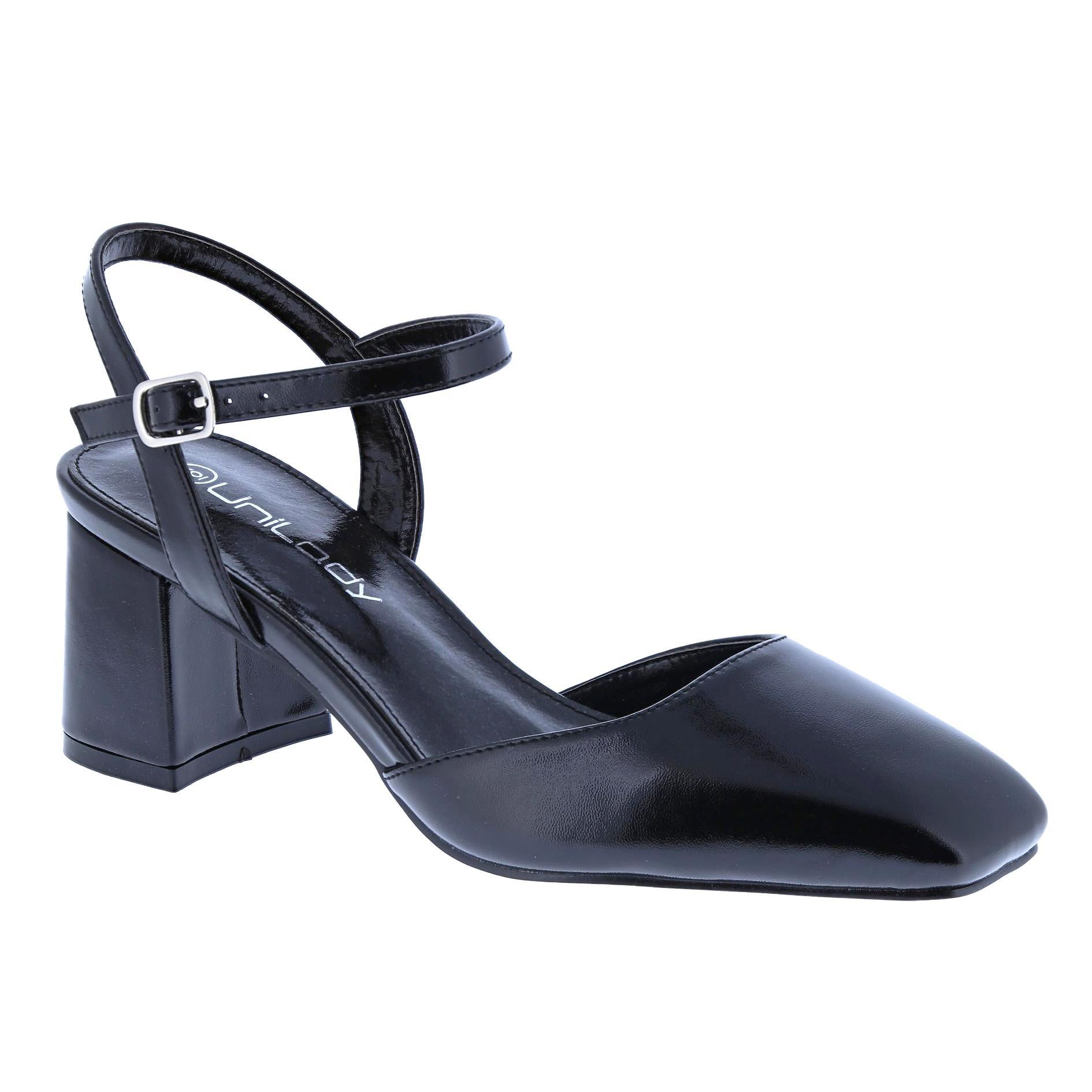 【NICOLE-3】Women's Closed Square Toe Heels Chunky Low Ankle Strap ...