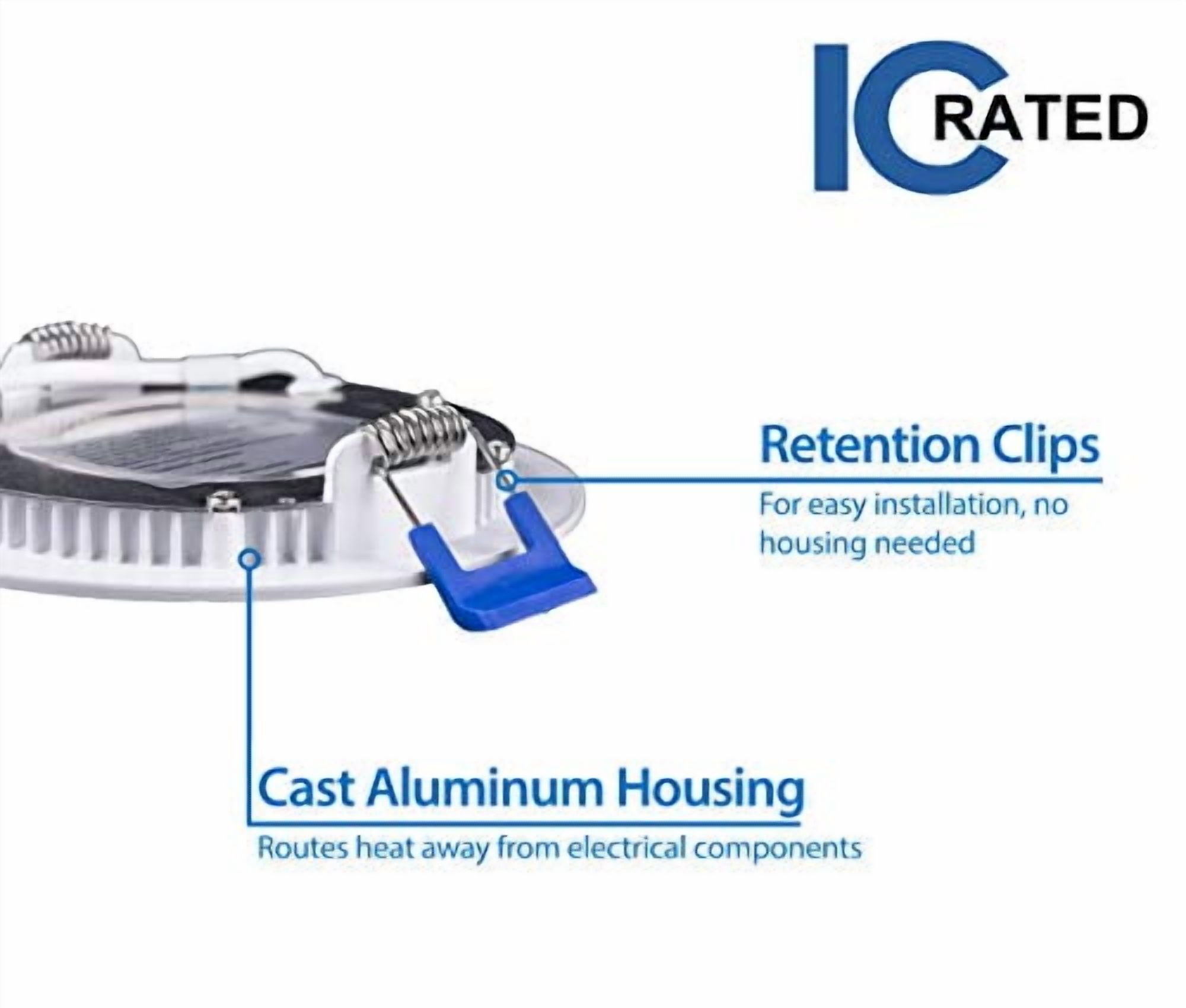 NICOR Lighting 4 inch Round White Flat Panel LED Downlight in 2700K ...