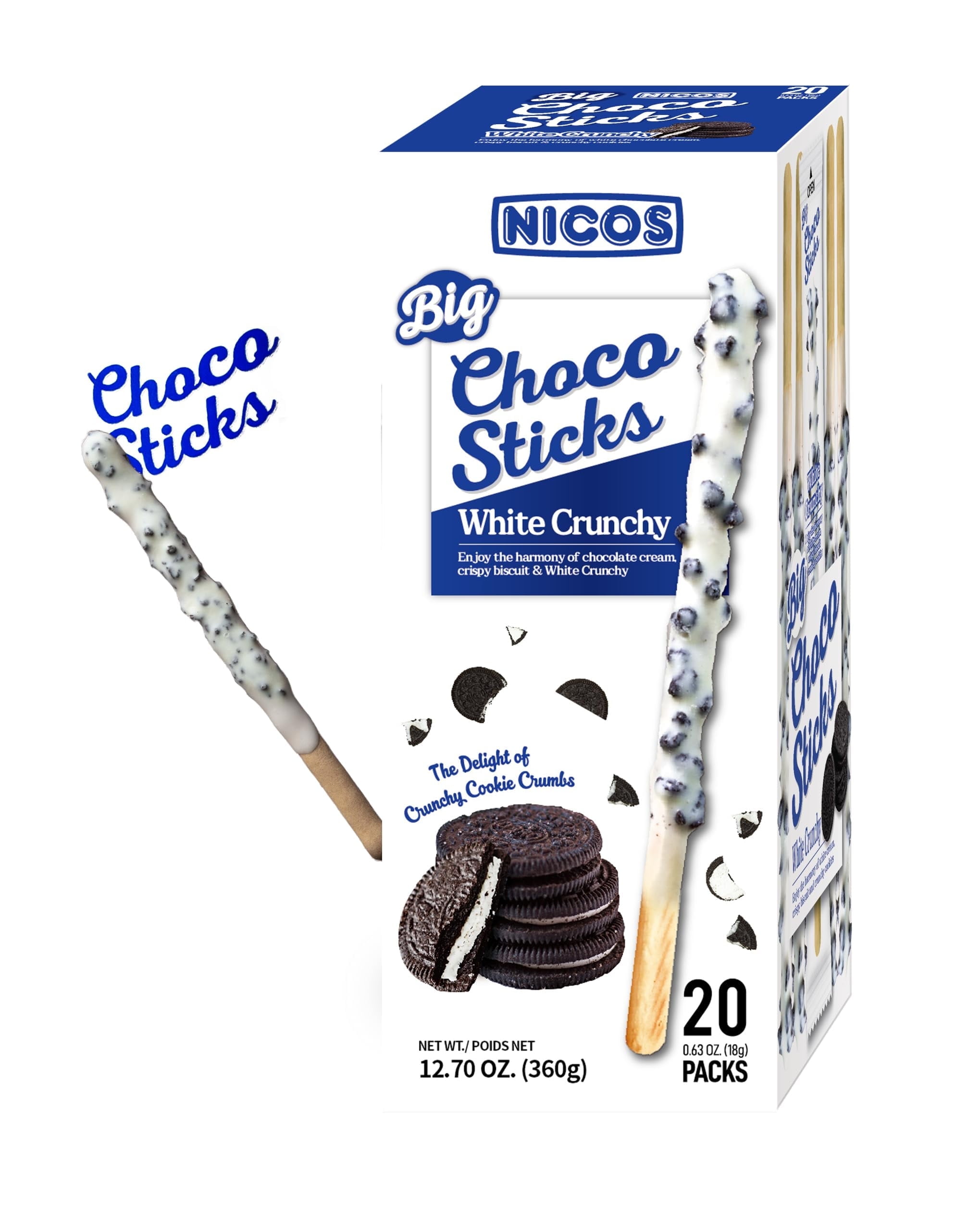 NICOS Big Choco Sticks White Crunchy 20ct ( White cream Dipped Biscuit ...